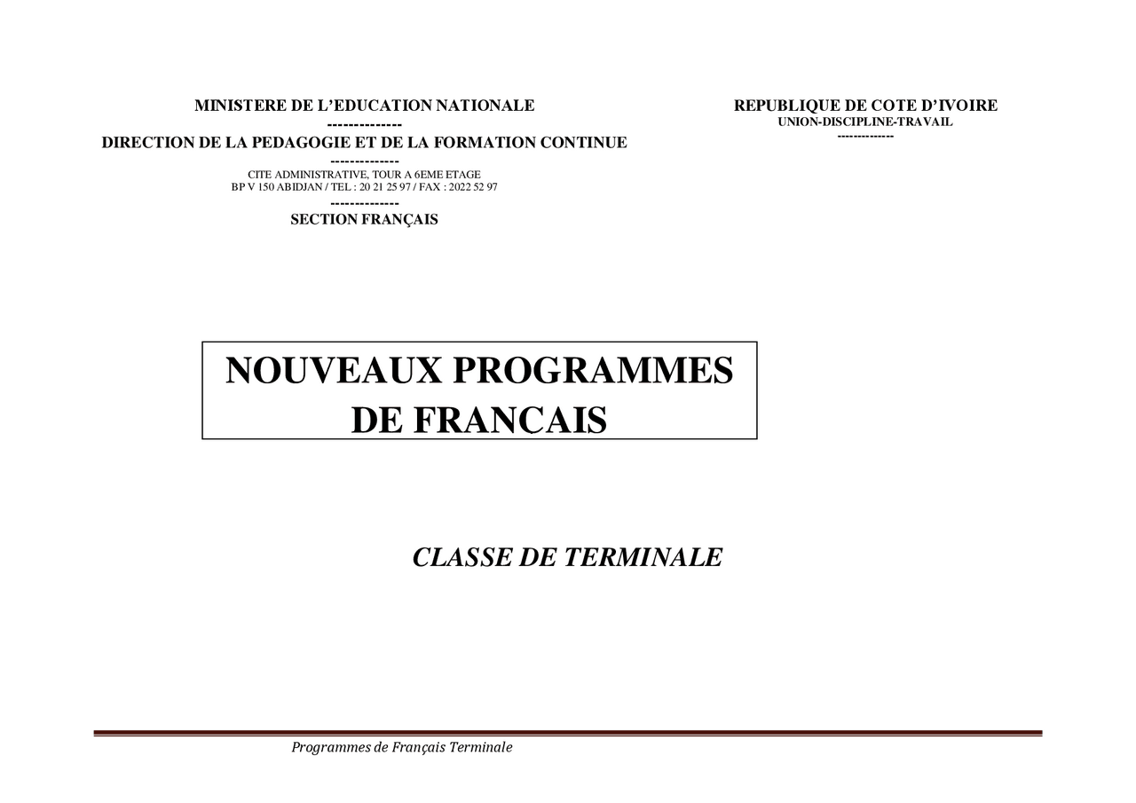 Nouveaux programmes de français: classe de terminale | Notes Langue ...
