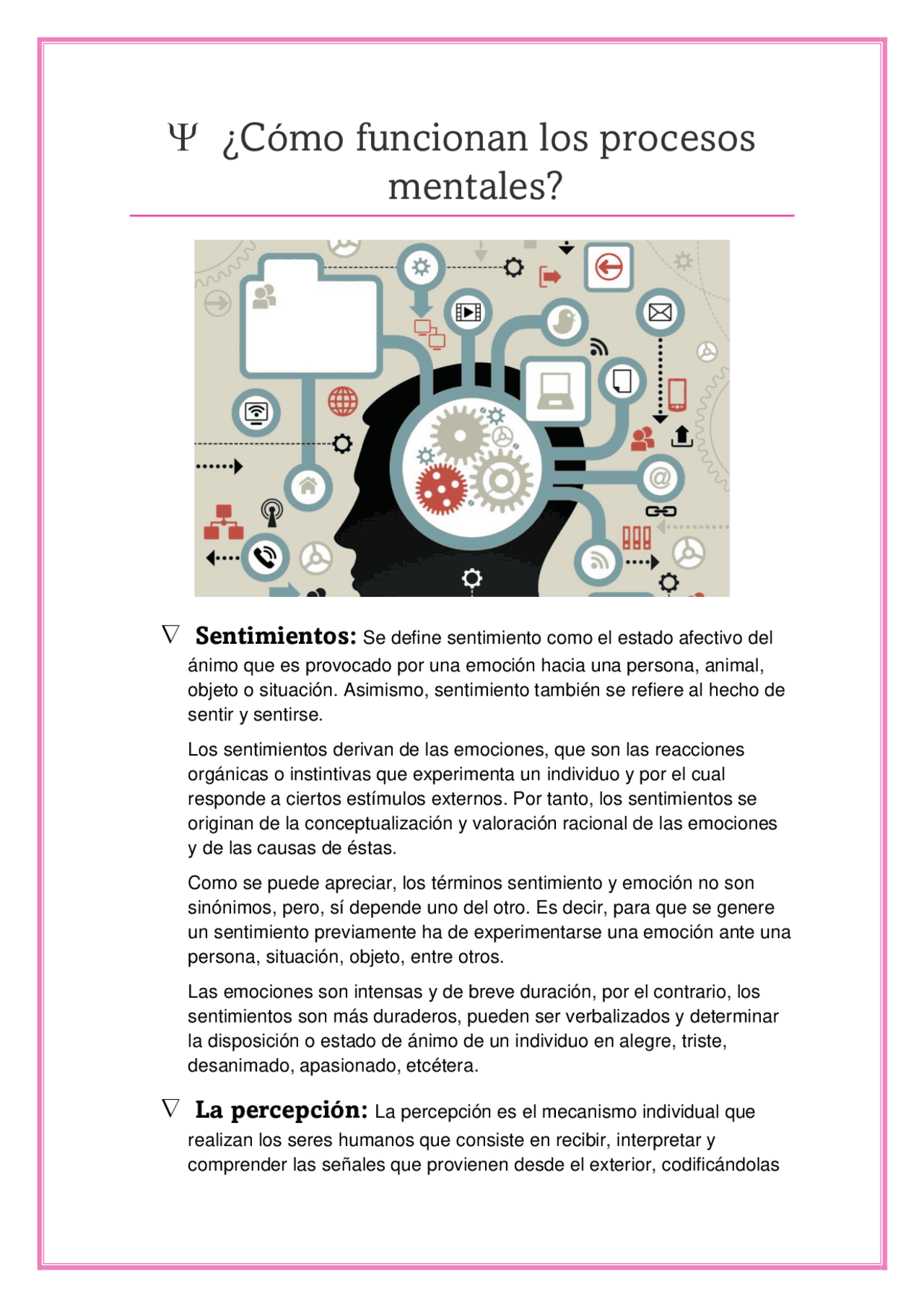Como funcionan los procesos mentales | Apuntes de Psicología de la ...