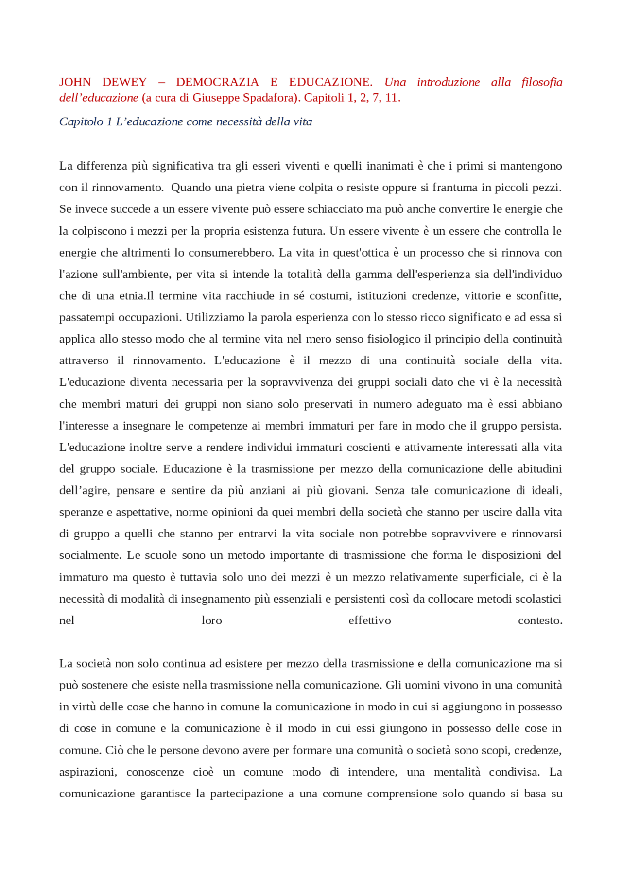 Democrazia Ed Educazione Appunti Di Scienze Delleducazione Docsity
