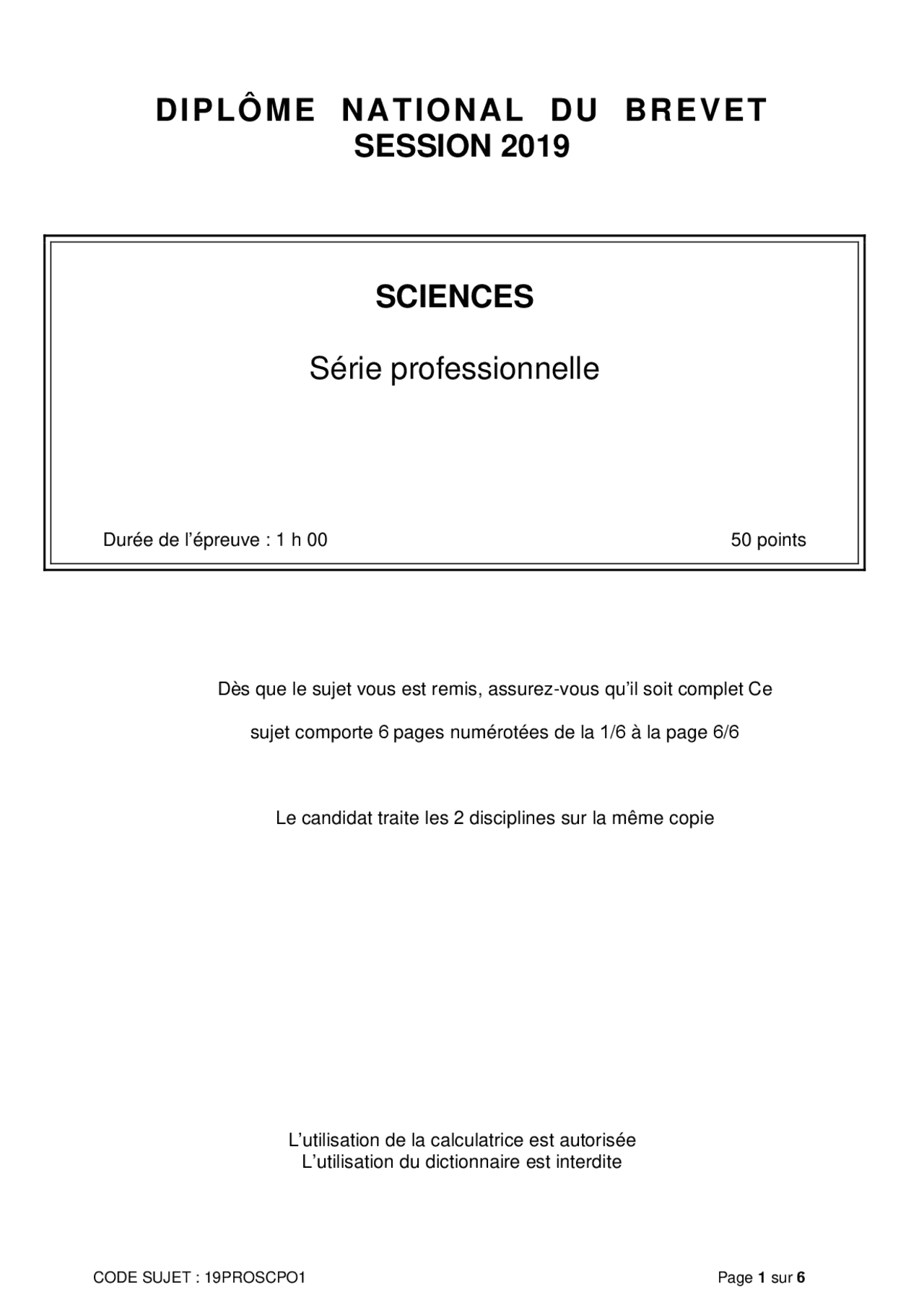 SUJET DE BREVET | Guide, Projets, Recherche Physique | Docsity