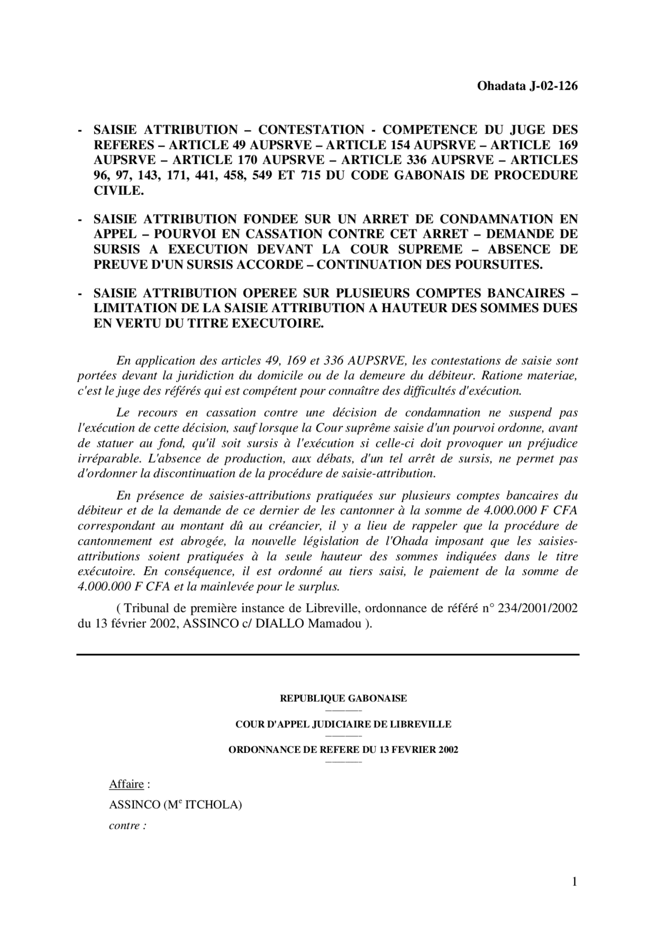 Ohadata J-02-126 | Guide, Projets, Recherche Droit | Docsity