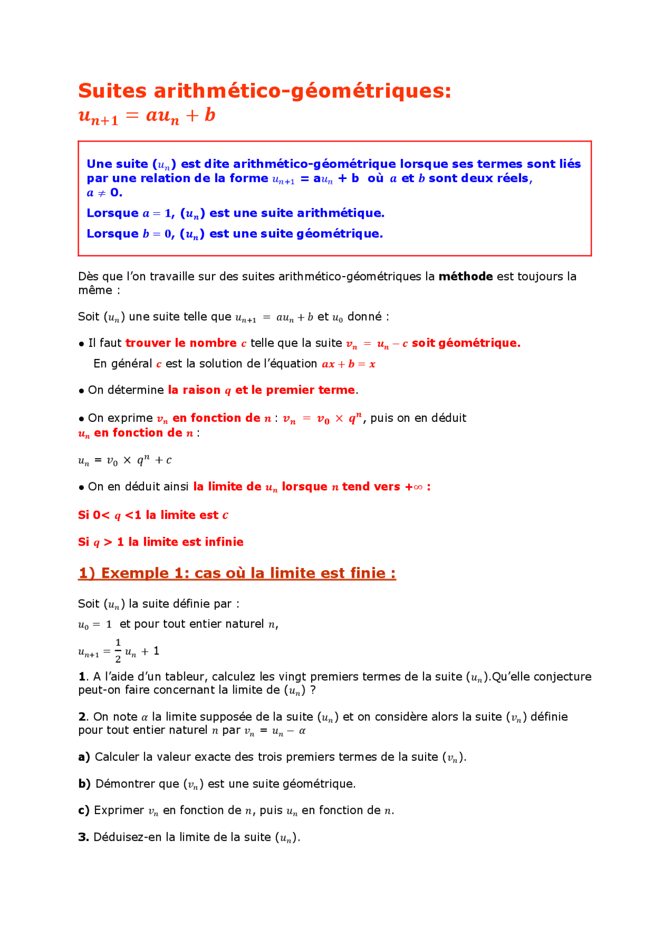 Terminale ES - Suites arithmético-géométriques | Slides Mathématiques ...