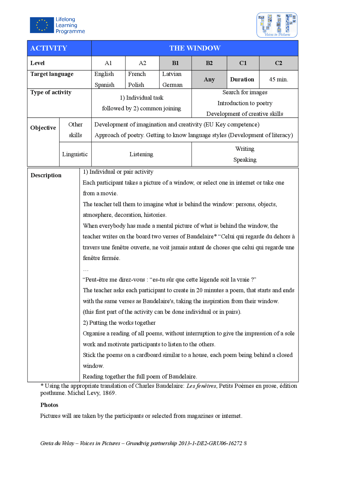 Activity The Window Slides Littérature Docsity