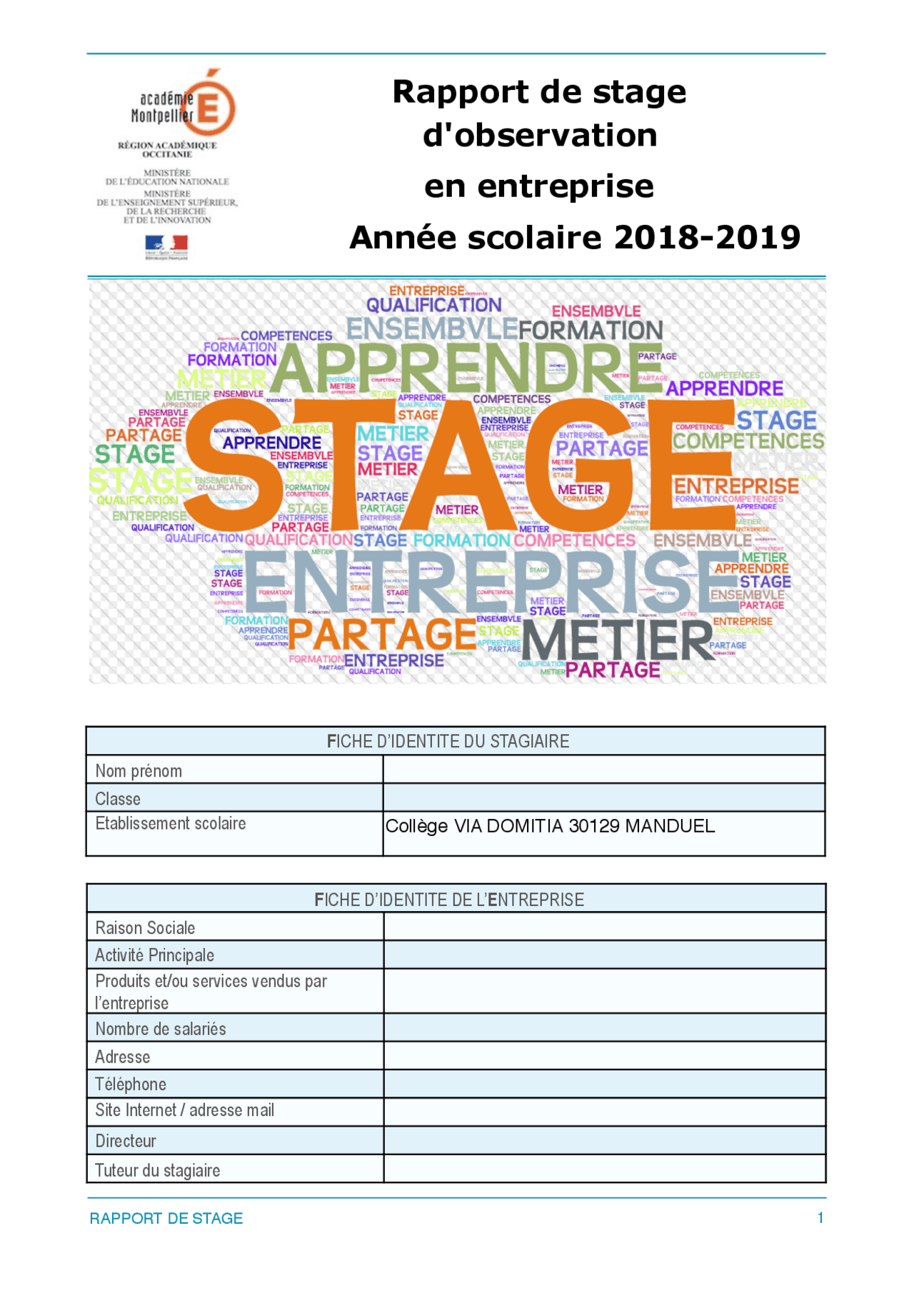 Rapport de stage d'observation en entreprise Année scolaire ...
