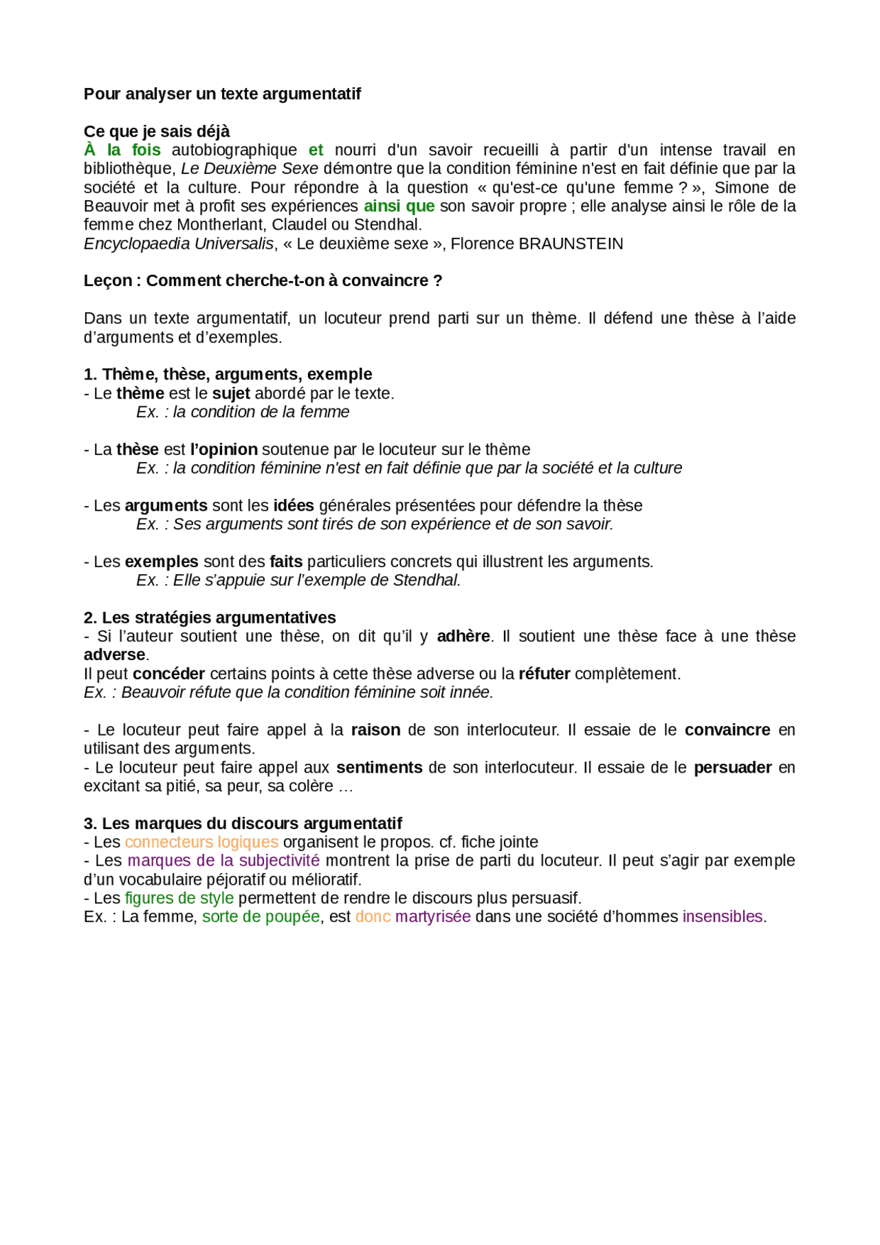 Pour analyser un texte argumentatif Ce que je sais déjà | Notes Culture ...