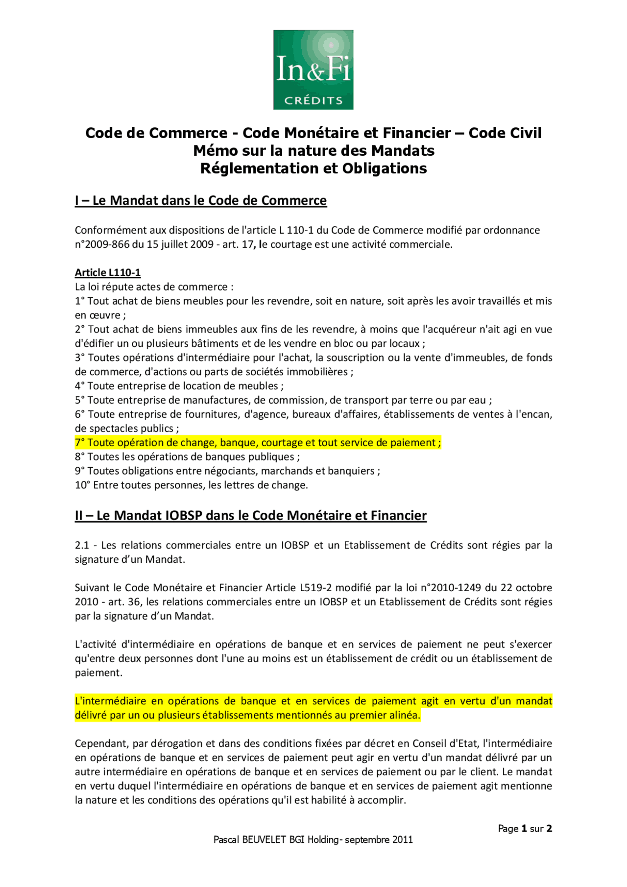 Code Civil Mémo sur la nature des Mandats ... | Résumés Commerce | Docsity