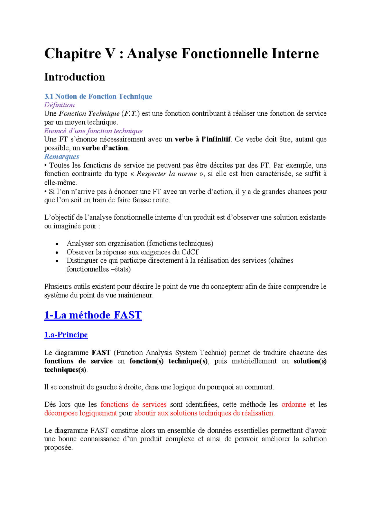 Chapitre V : Analyse Fonctionnelle Interne | Notes Analyse ...