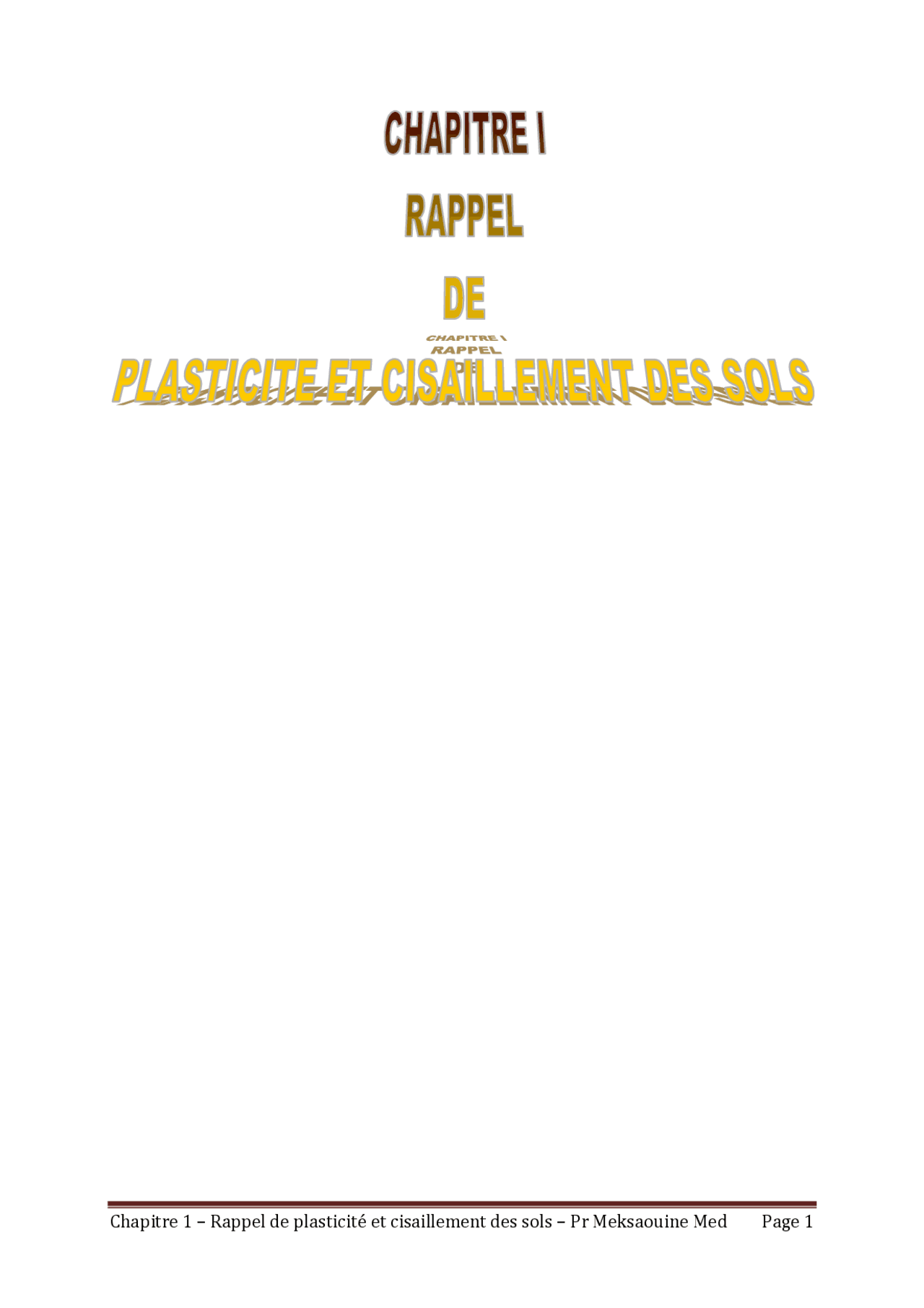 Chapitre 1 Rappel De Plasticité Et Cisaillement Des Sols Slides