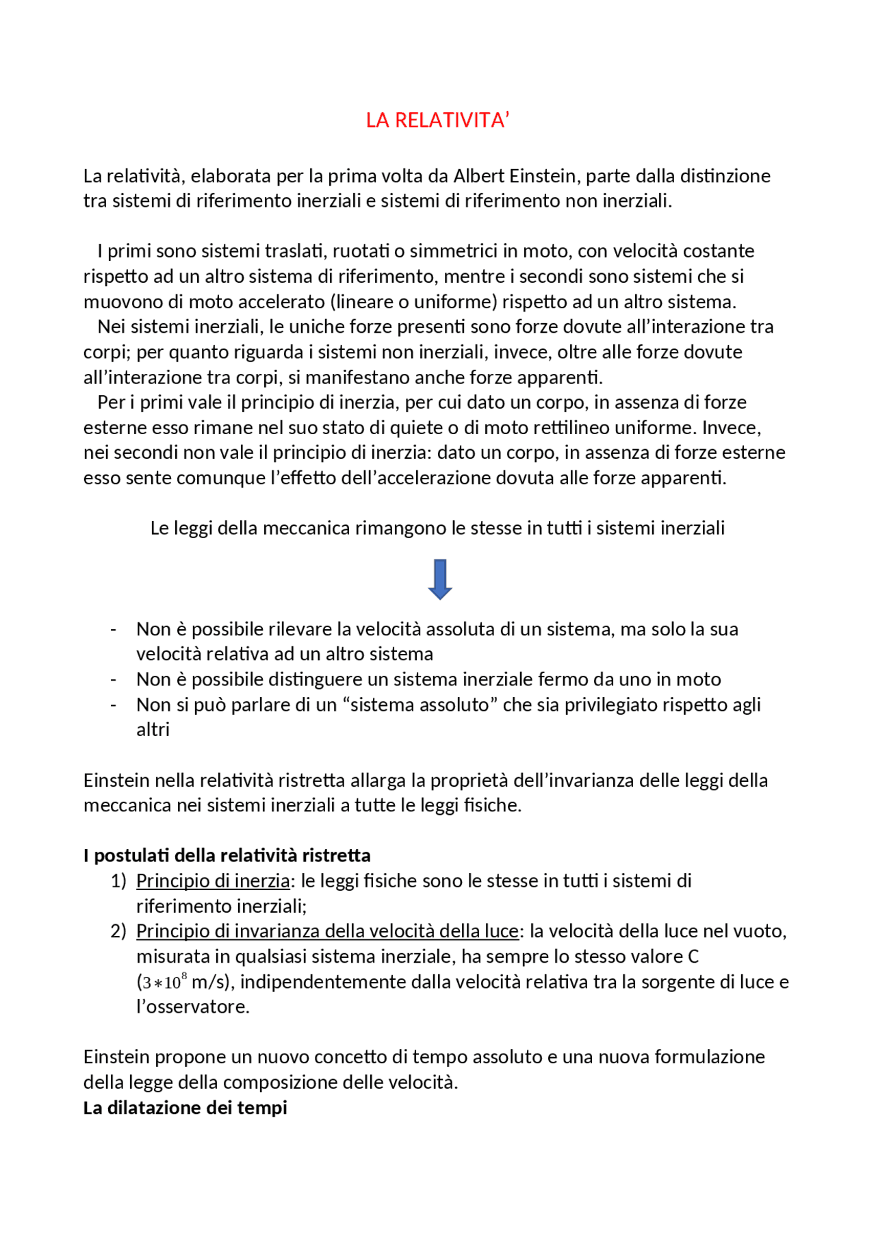 La Relatività Fisica Guide Progetti E Ricerche Di Fisica Docsity