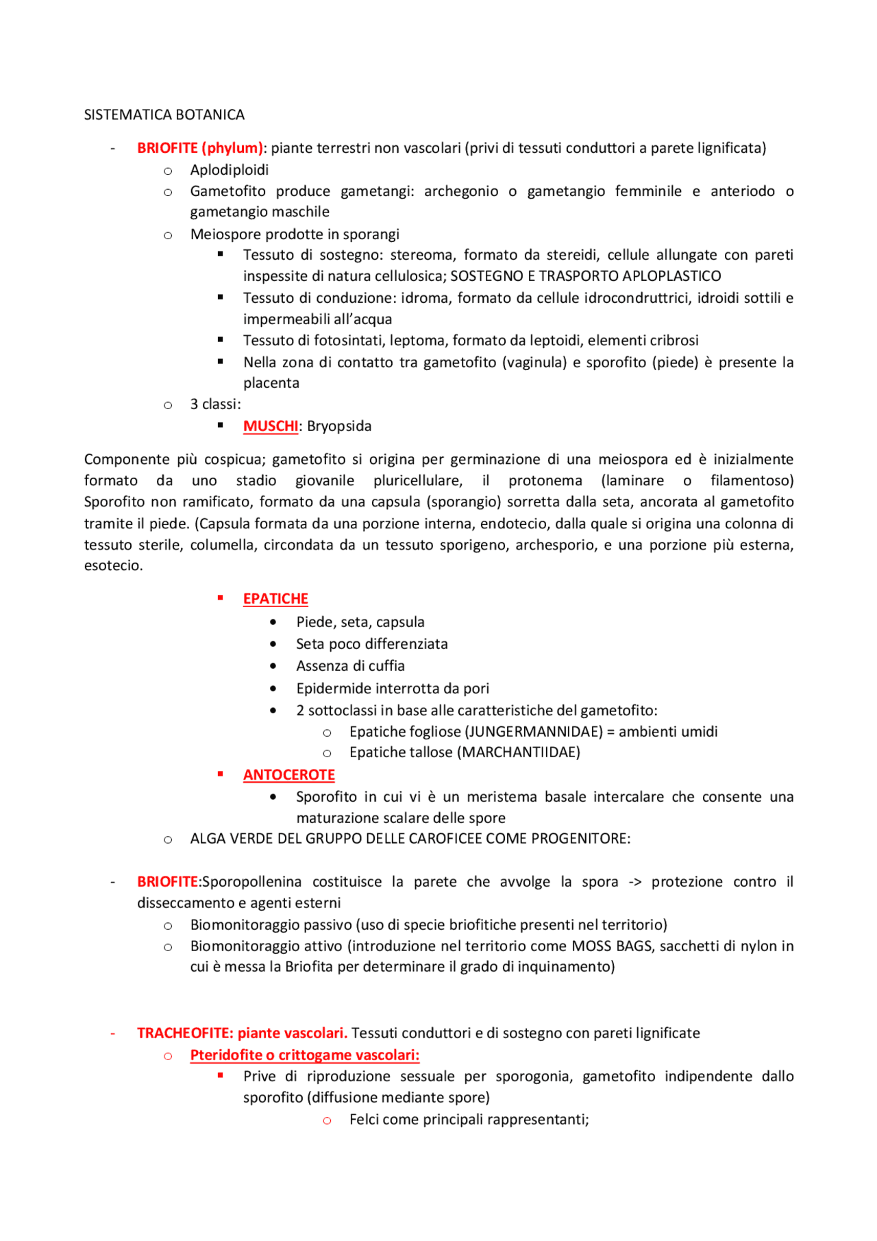 Schema Di Sistematica Di Botanica Generale Schemi E Mappe Concettuali Di Botanica Generale