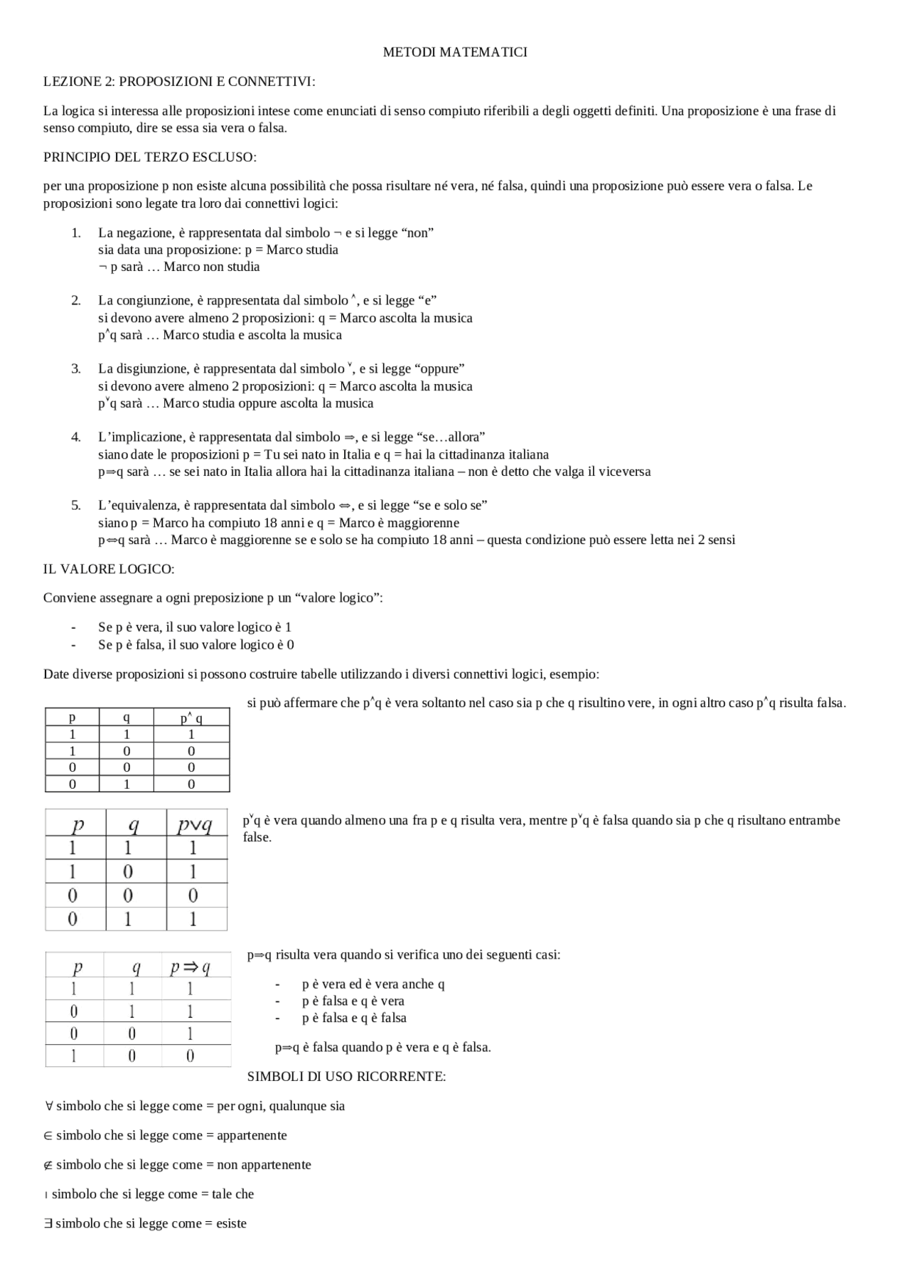 Metodi Matematici Ecampus Appunti Di Matematica Generale Docsity