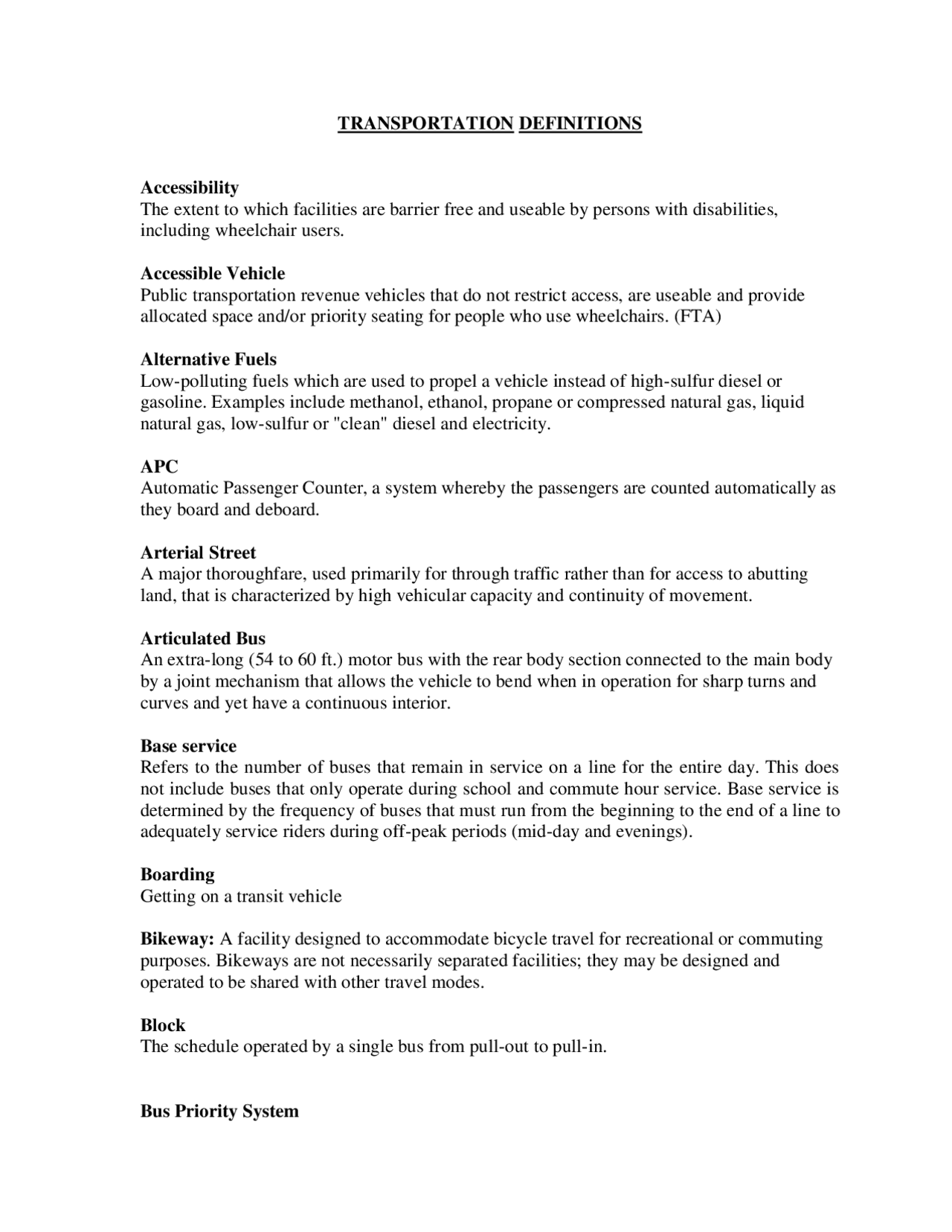 Transportation definitions | Schemes and Mind Maps Technology | Docsity