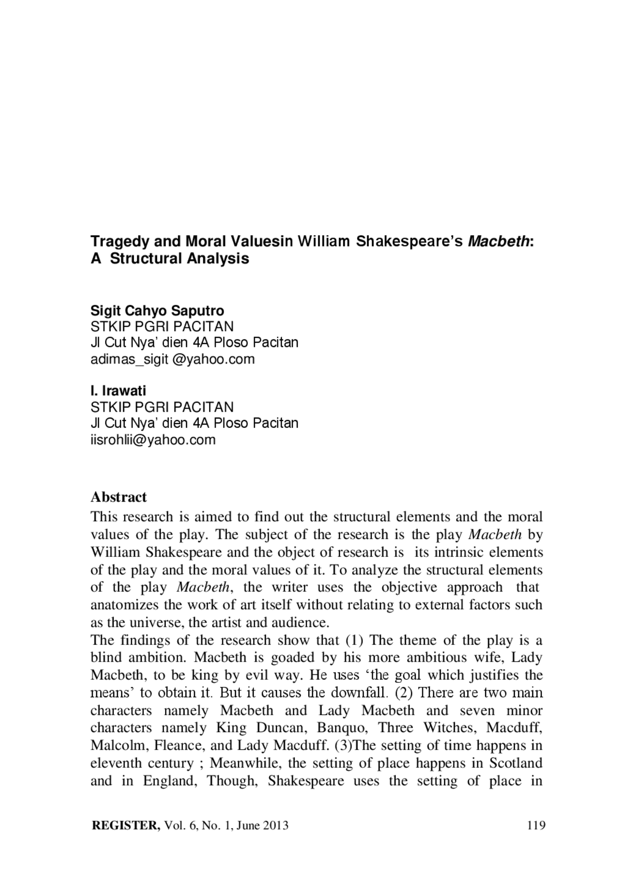 Tragedy and Moral Valuesin William Shakespeare's Macbeth | Schemes and ...