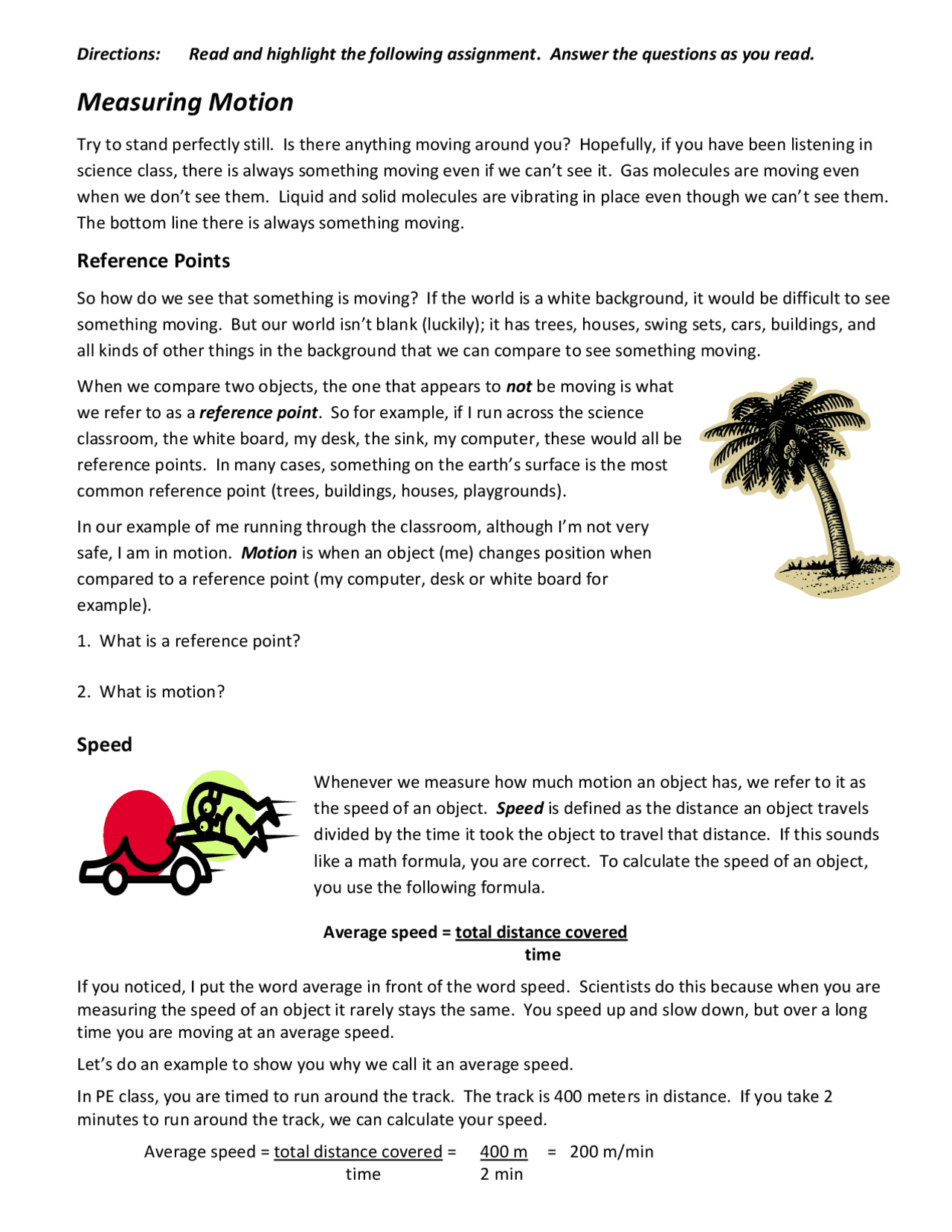 Measuring Motion | Study notes Time and Motion Studies - Docsity