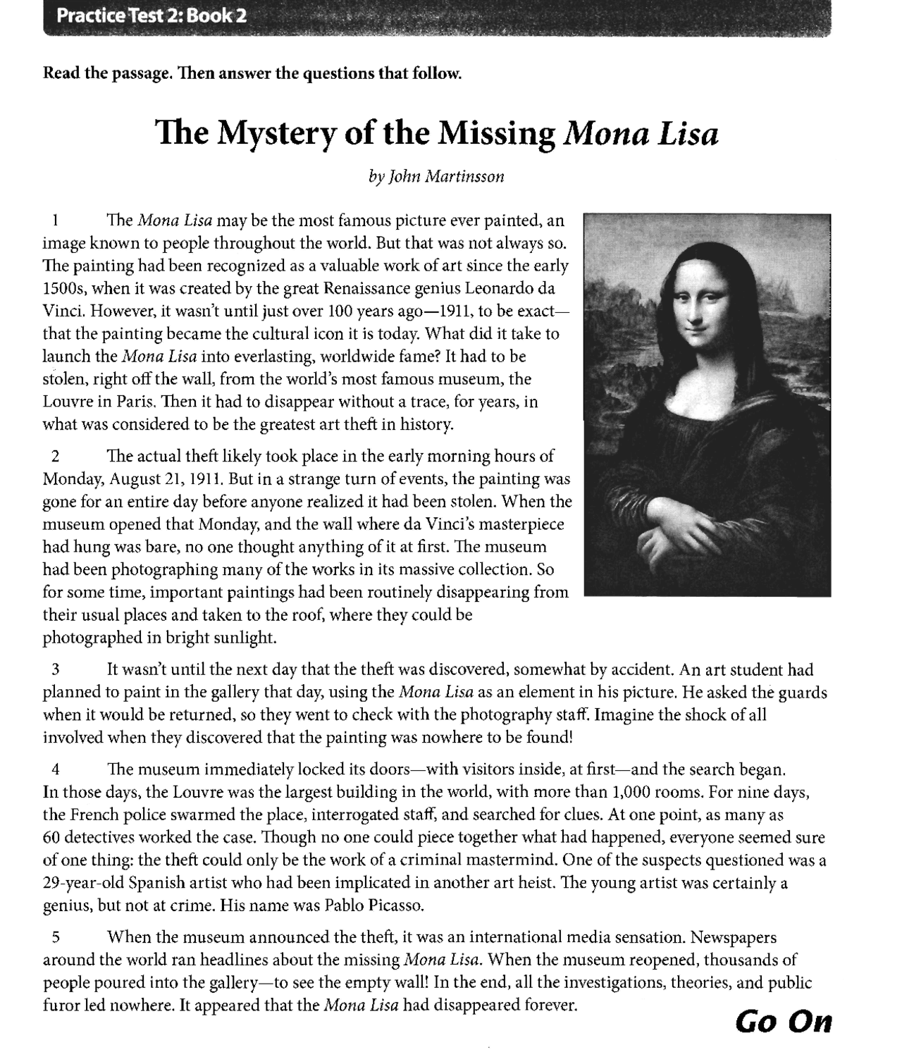 The Mystery of the Missing Mona Lisa | Study notes Painting | Docsity