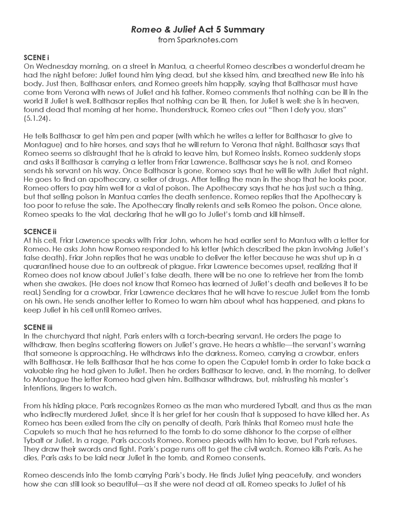 Romeo & Juliet Act 5: Summary of Scenes i, ii, and iii | Slides English ...