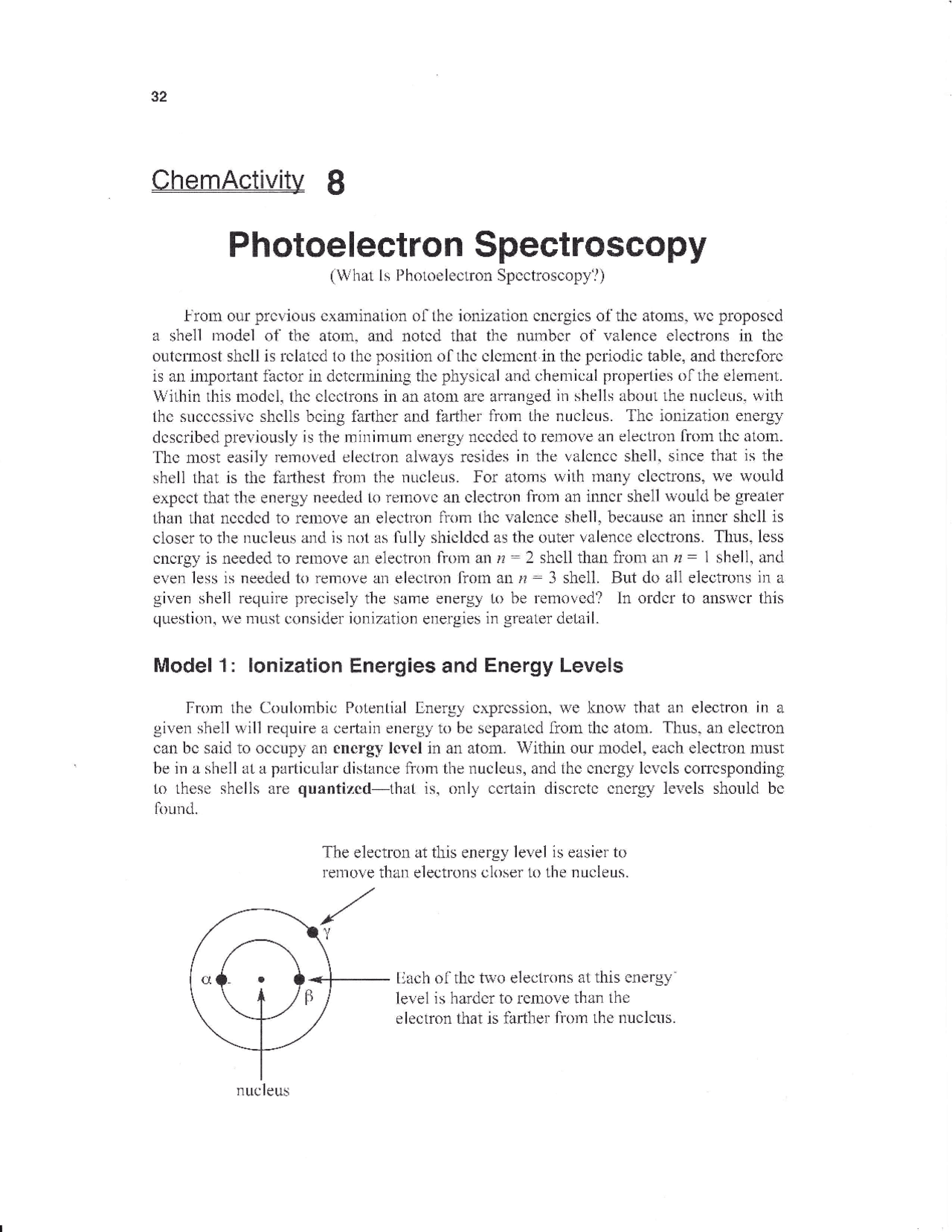 Photoelectron Spectroscopy | Exams Chemistry | Docsity