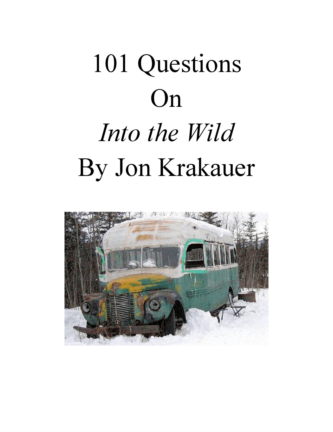 101 Questions On Into the Wild By Jon Krakauer | Study notes English ...