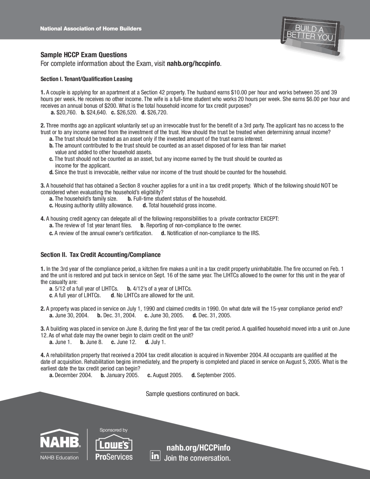 Sample HCCP Exam Questions | Schemes and Mind Maps Accounting | Docsity