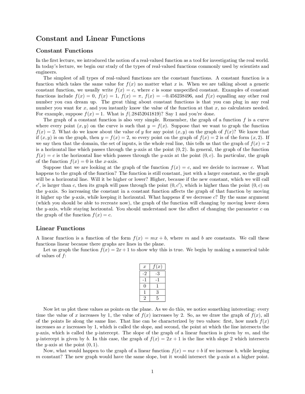 Constant and Linear Functions | Schemes and Mind Maps Calculus | Docsity