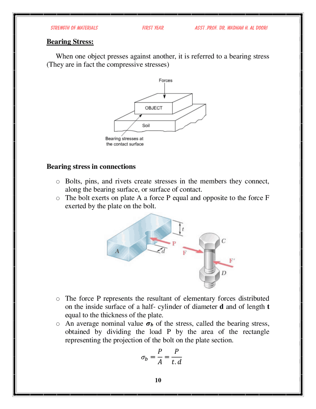 Bearing Stress in Connections: Solved Examples and Exercises | Study ...
