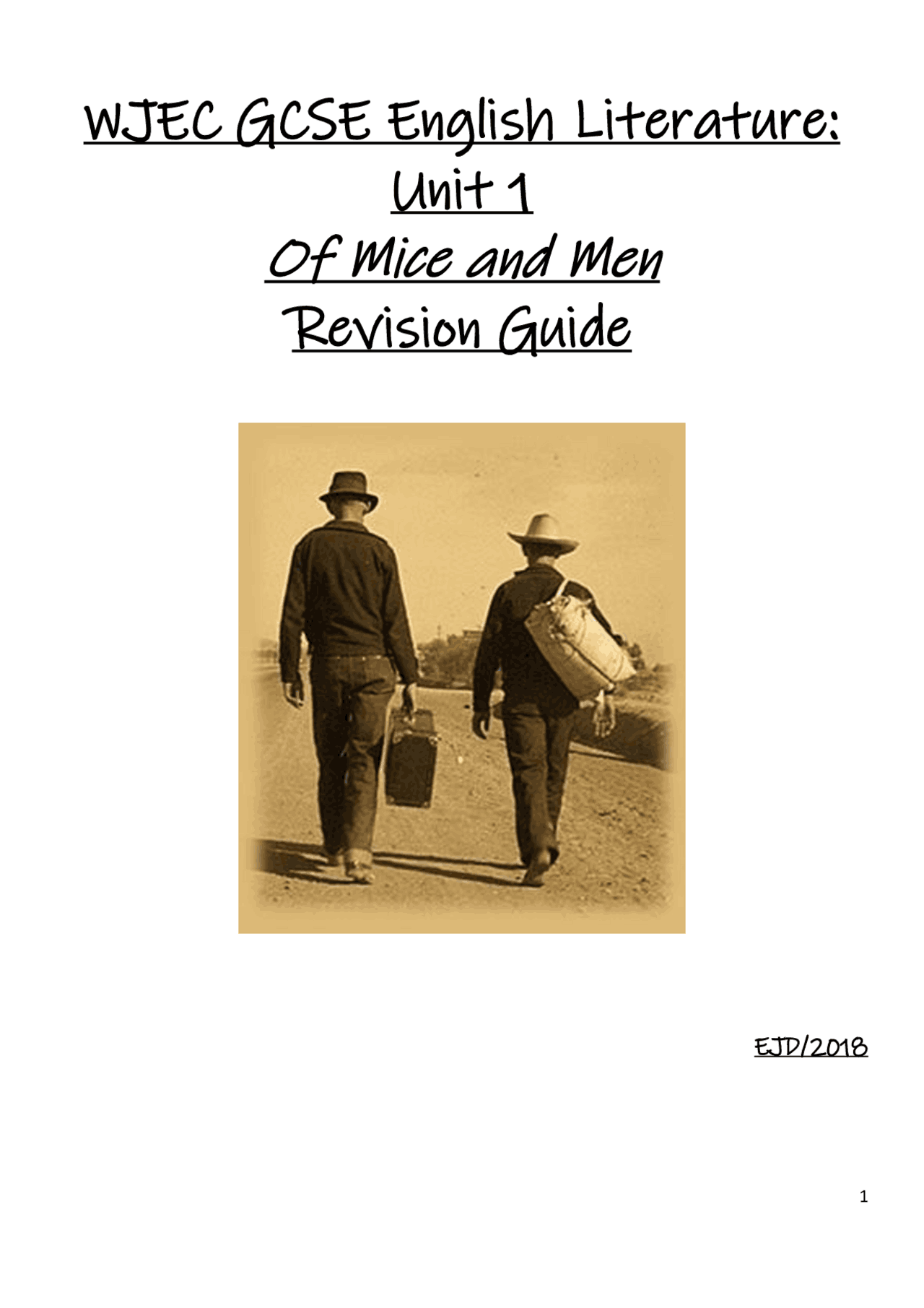 Of Mice and Men Revision Guide | Lecture notes Voice | Docsity