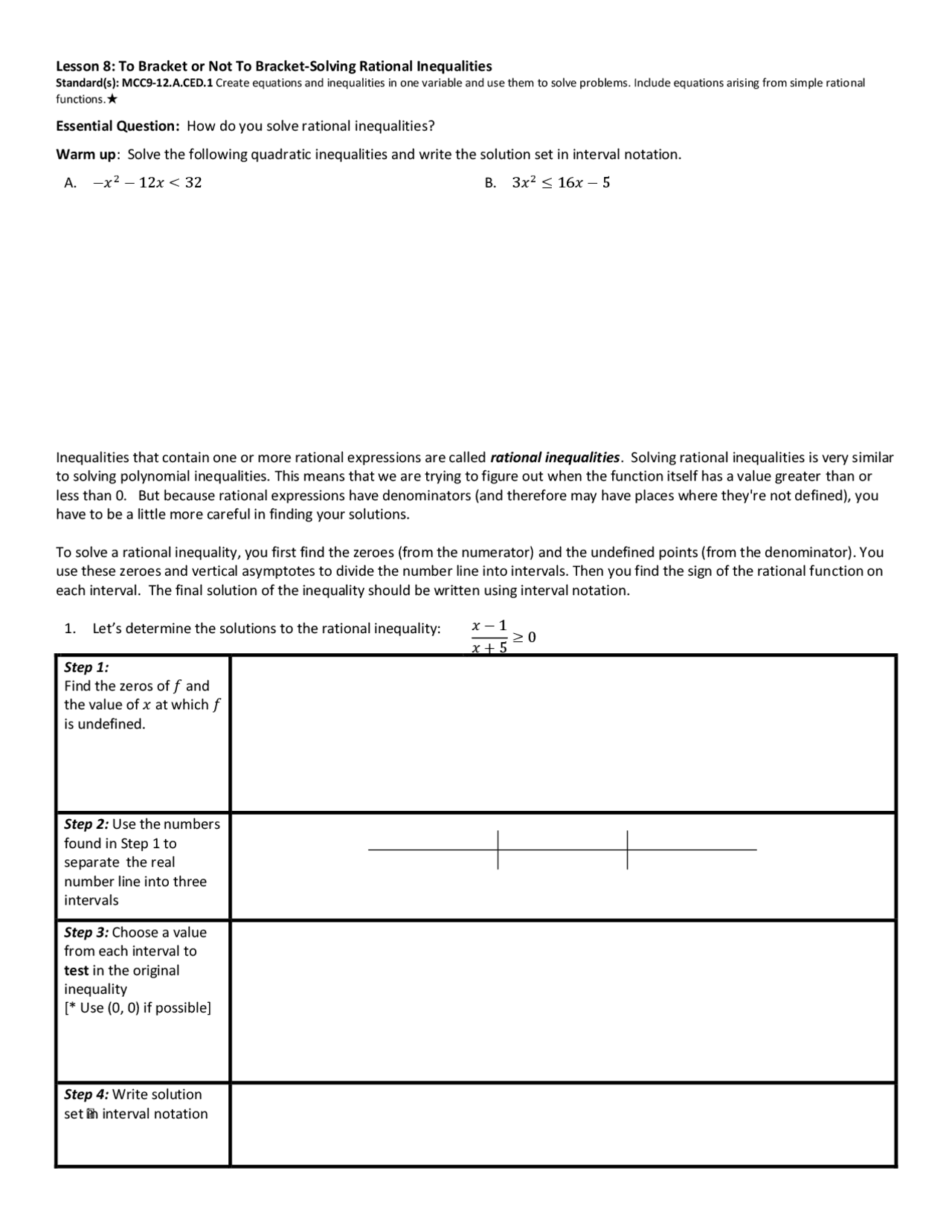 To Bracket or Not To Bracket-Solving Rational Inequalities ...