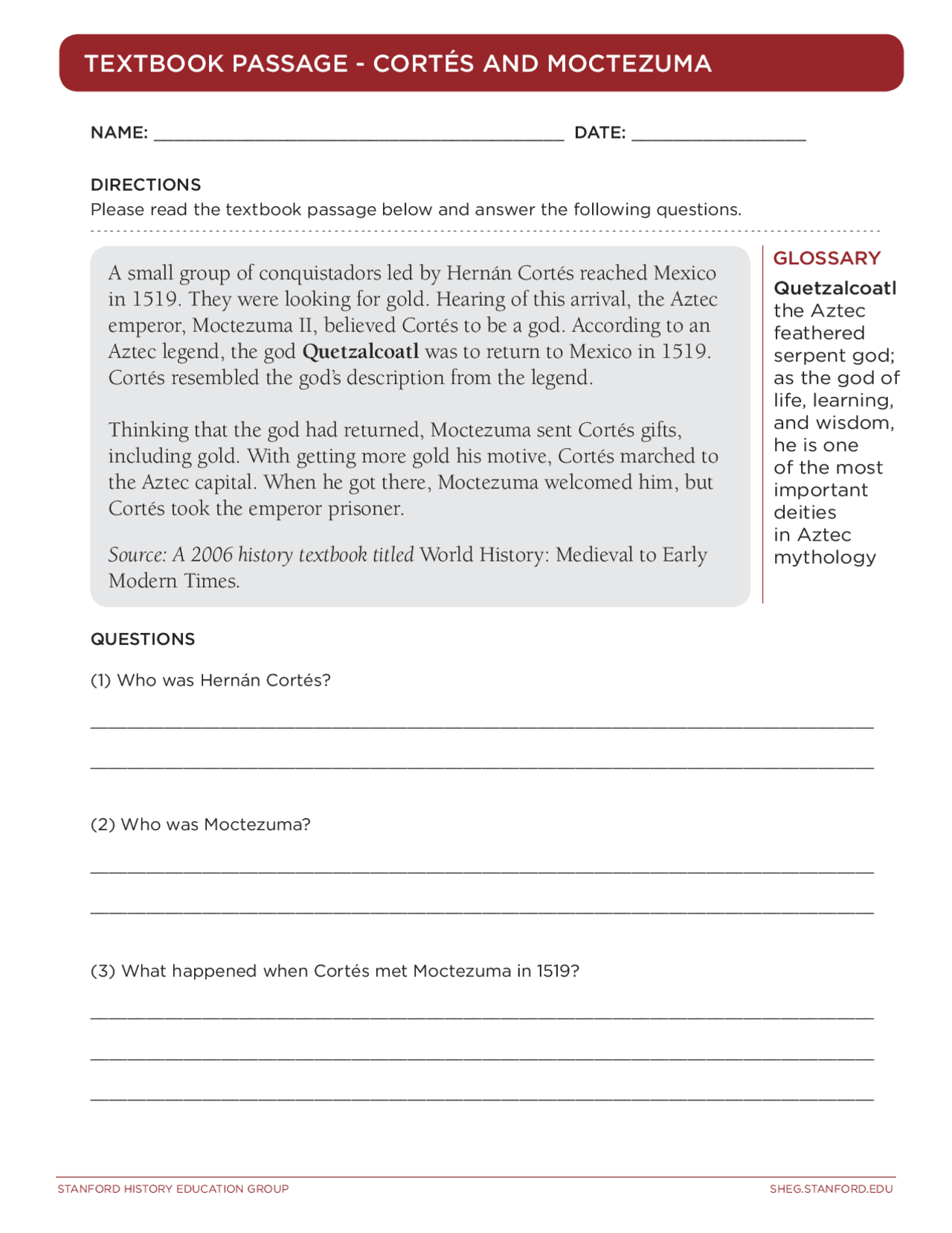 TEXTBOOK PASSAGE | Exams History | Docsity