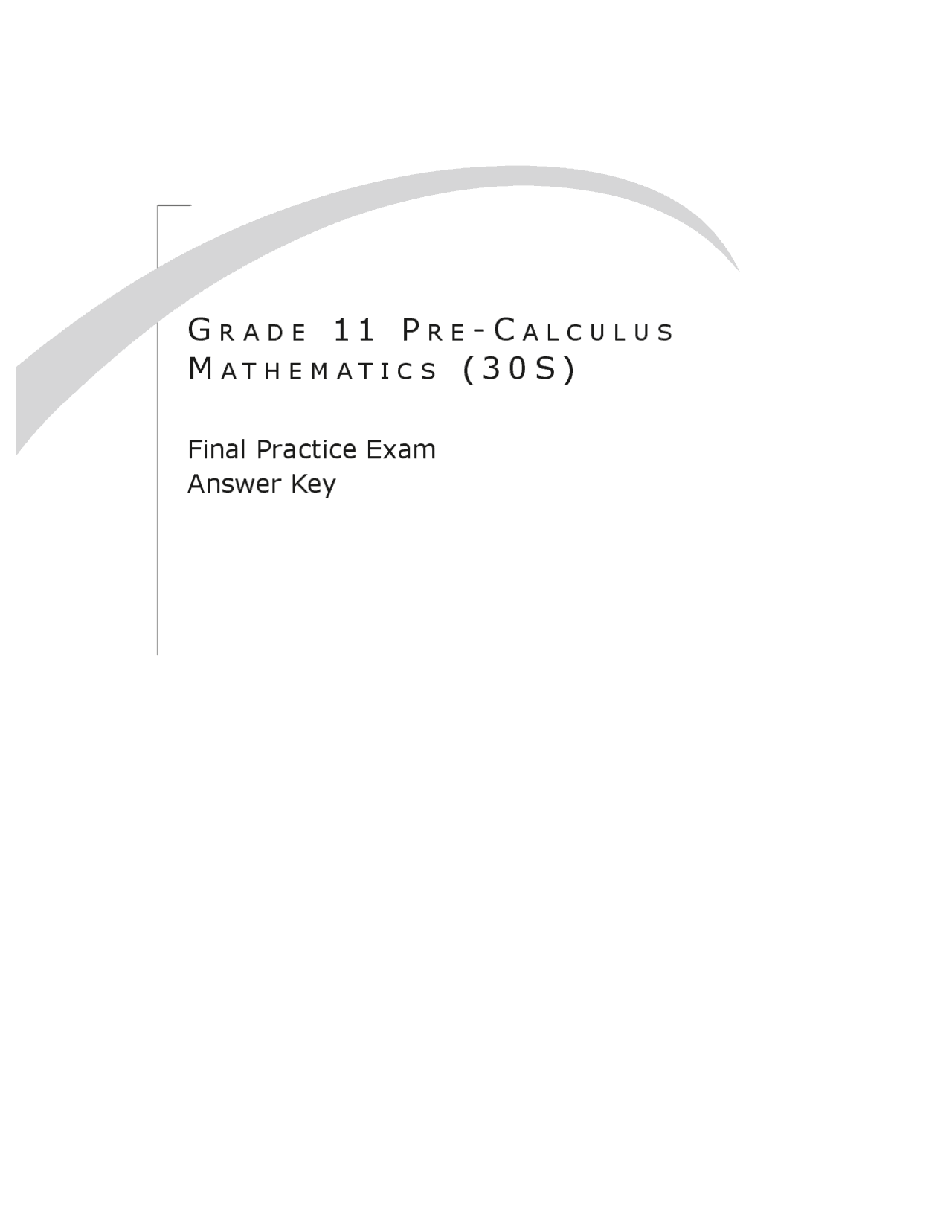 Grade 11 Pre-Calculus Math Exam Answer Key | Schemes and Mind Maps Pre ...