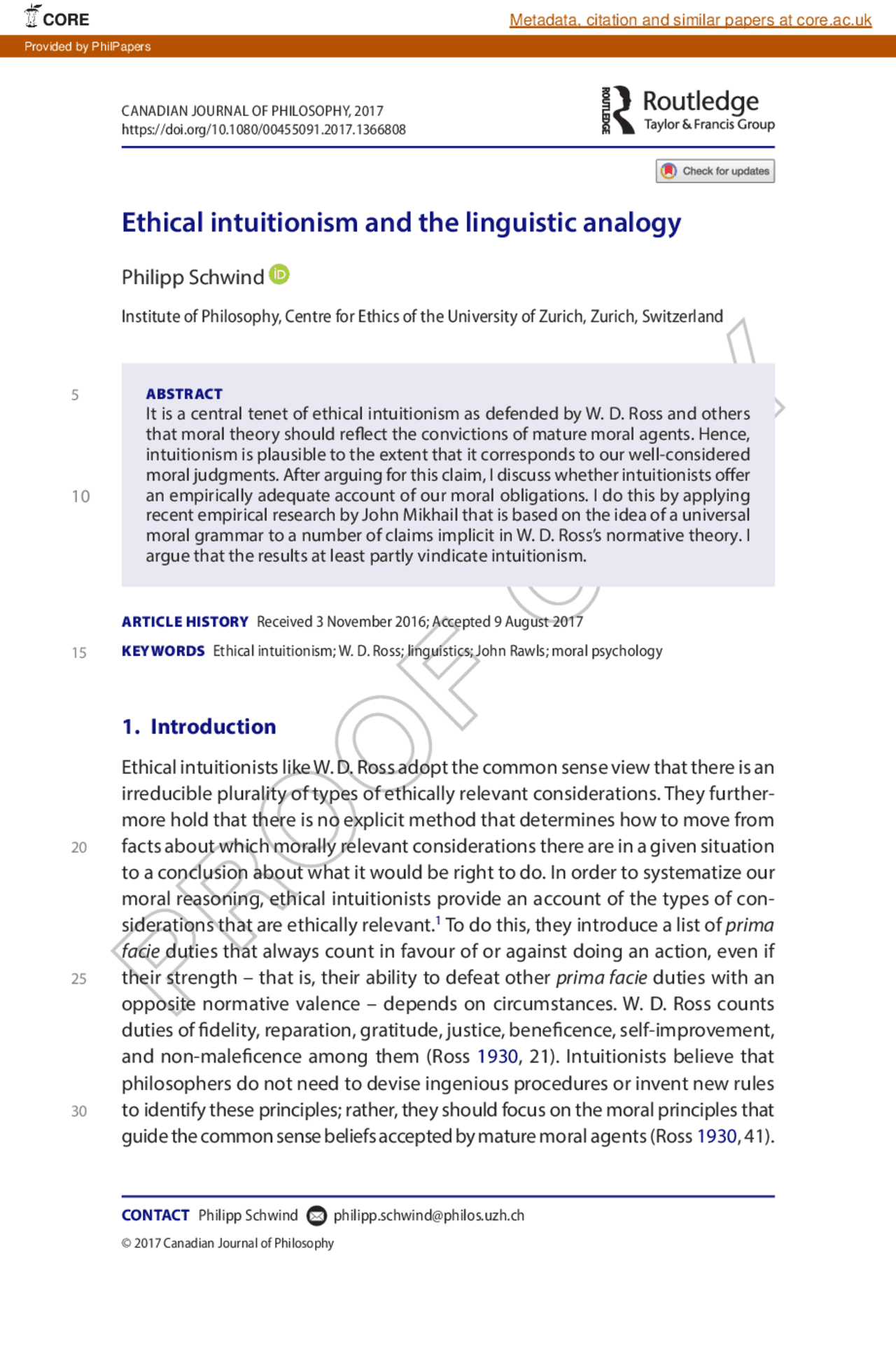 Moral Intuitionism: Ross vs. Mikhail's Empirical Approach | Exercises Linguistics | Docsity