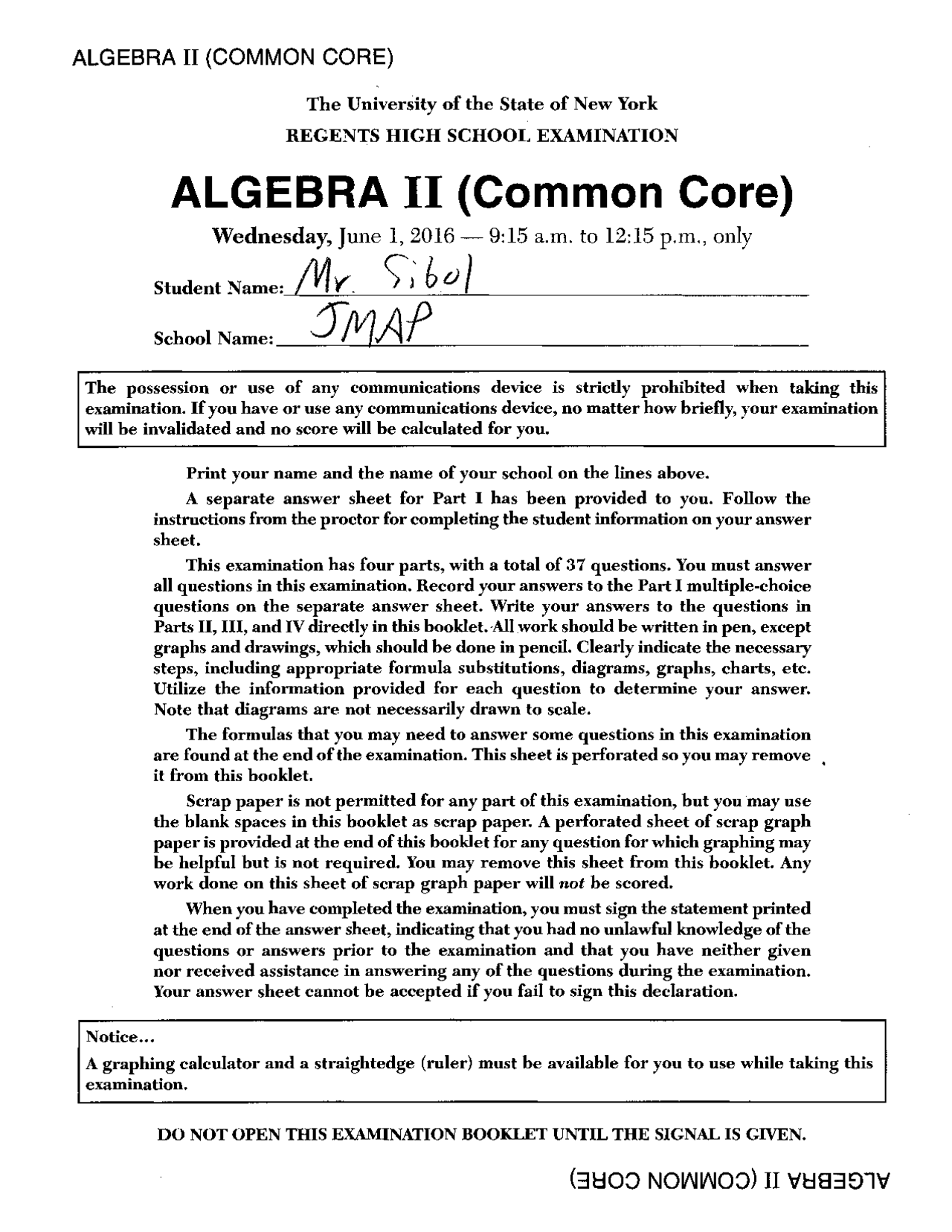 ALGEBRA II (Common Core) | Schemes and Mind Maps Algebra | Docsity