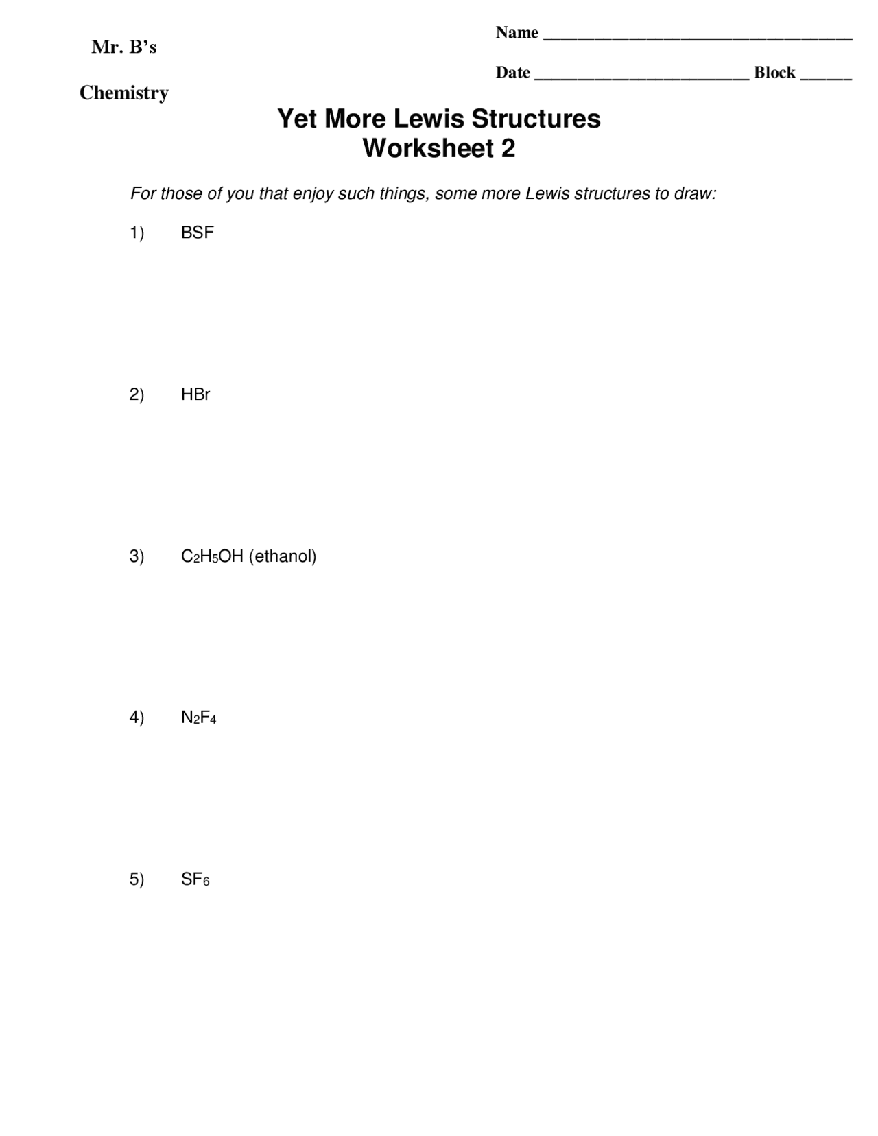 Yet More Lewis Structures | Study notes Chemistry | Docsity