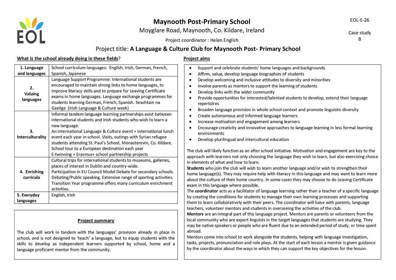 Maynooth Post-Primary School | Study notes English - Docsity