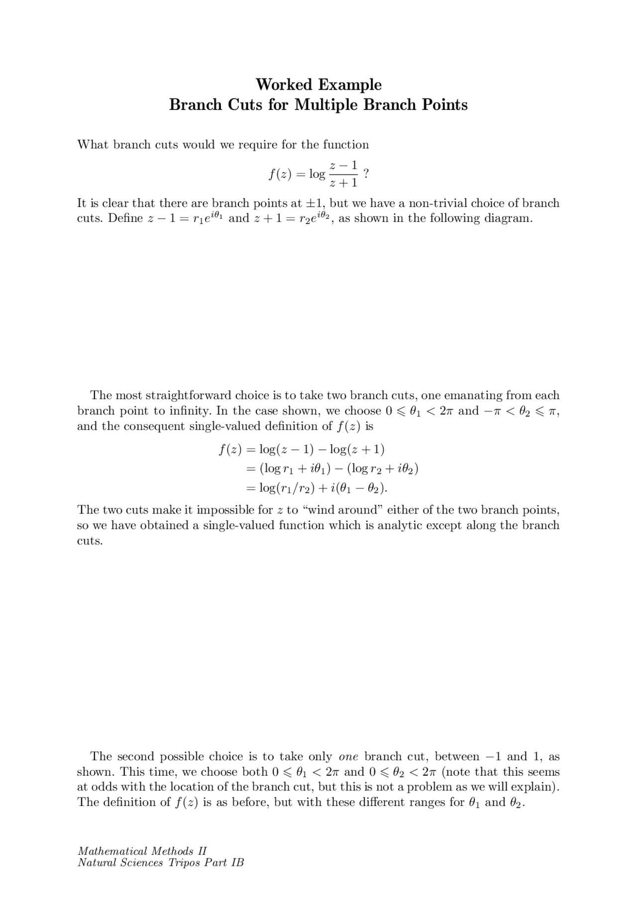 Worked Example Branch Cuts For Multiple Branch Points Summaries Complex Analysis Docsity