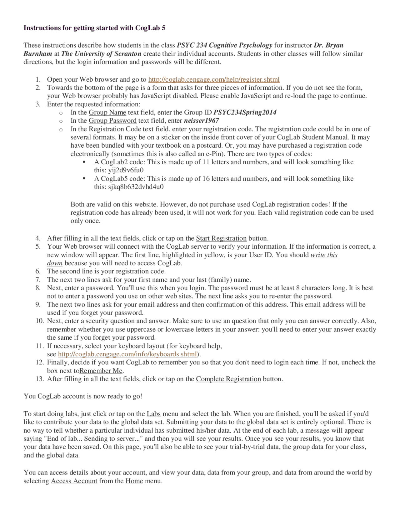 Instructions for getting started with CogLab 5 | Lecture notes ...