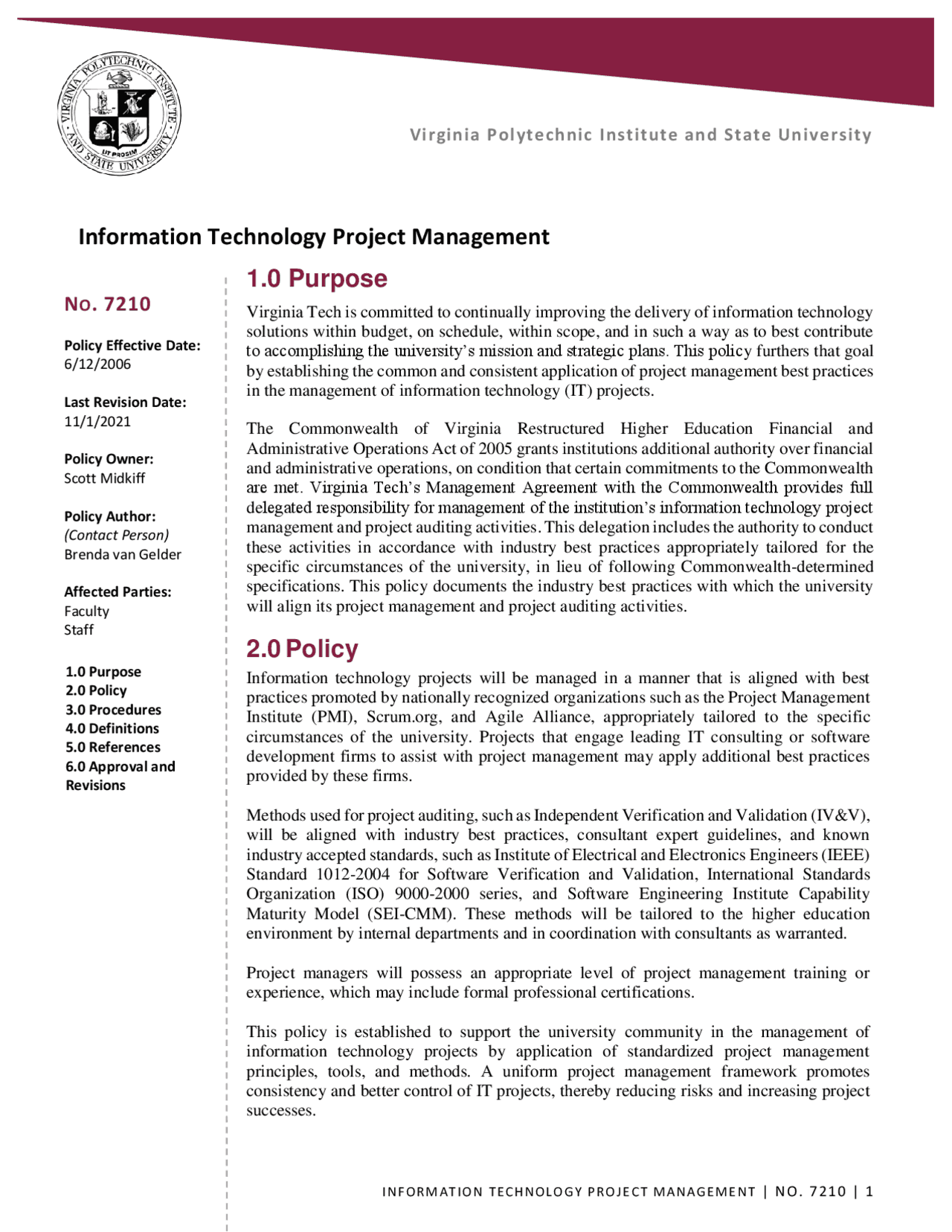 Information Technology Project Management | Exams Information Technology | Docsity