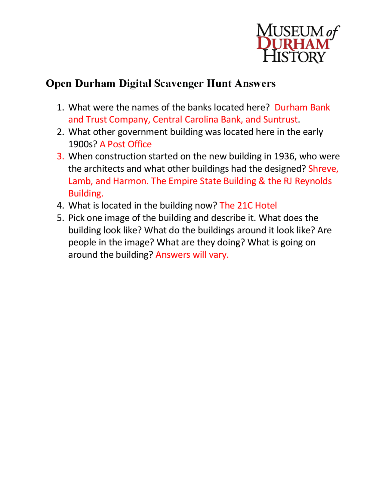 Answers to Durham Digital Scavenger Hunt | Lecture notes Construction ...
