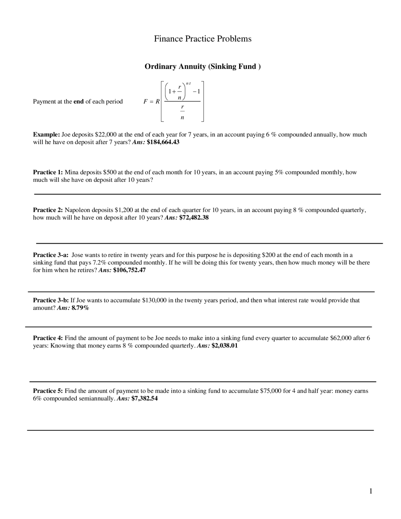 Finance Practice Problems Slides Finance Docsity