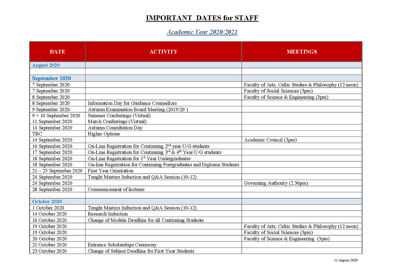 Important Dates For Staff Exercises Philosophy Docsity