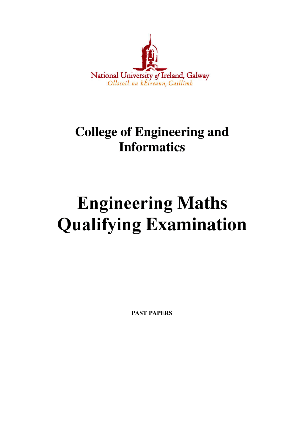 Engineering Maths Qualifying Examination | Study notes Engineering ...