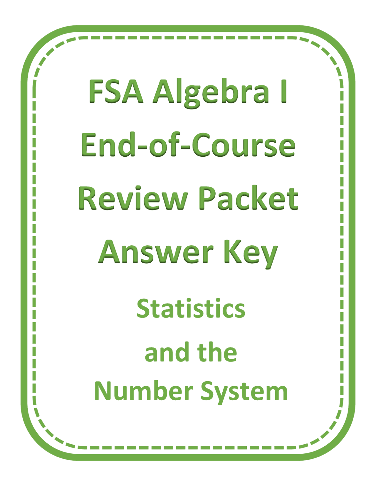FSA Algebra I End-of-Course Review Packet Answer Key | Summaries ...