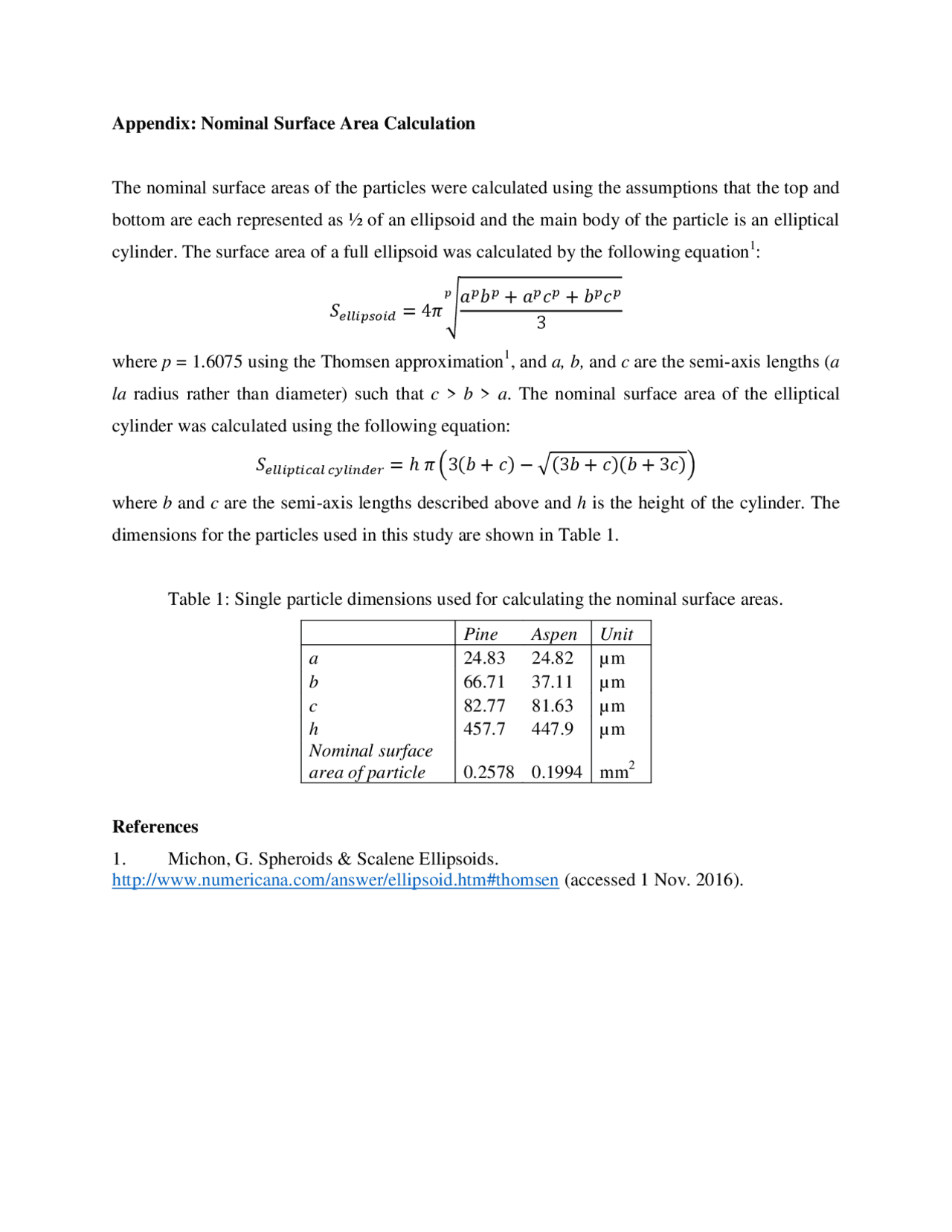 Appendix: Nominal Surface Area Calculation | Lecture notes Statistics ...