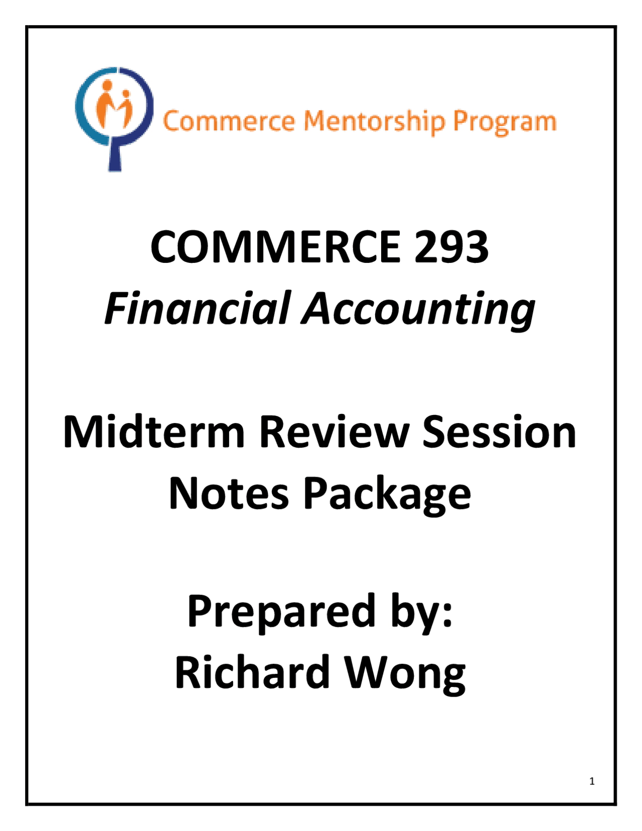 COMMERCE 293 Financial Accounting Midterm Review ... | Study notes ...
