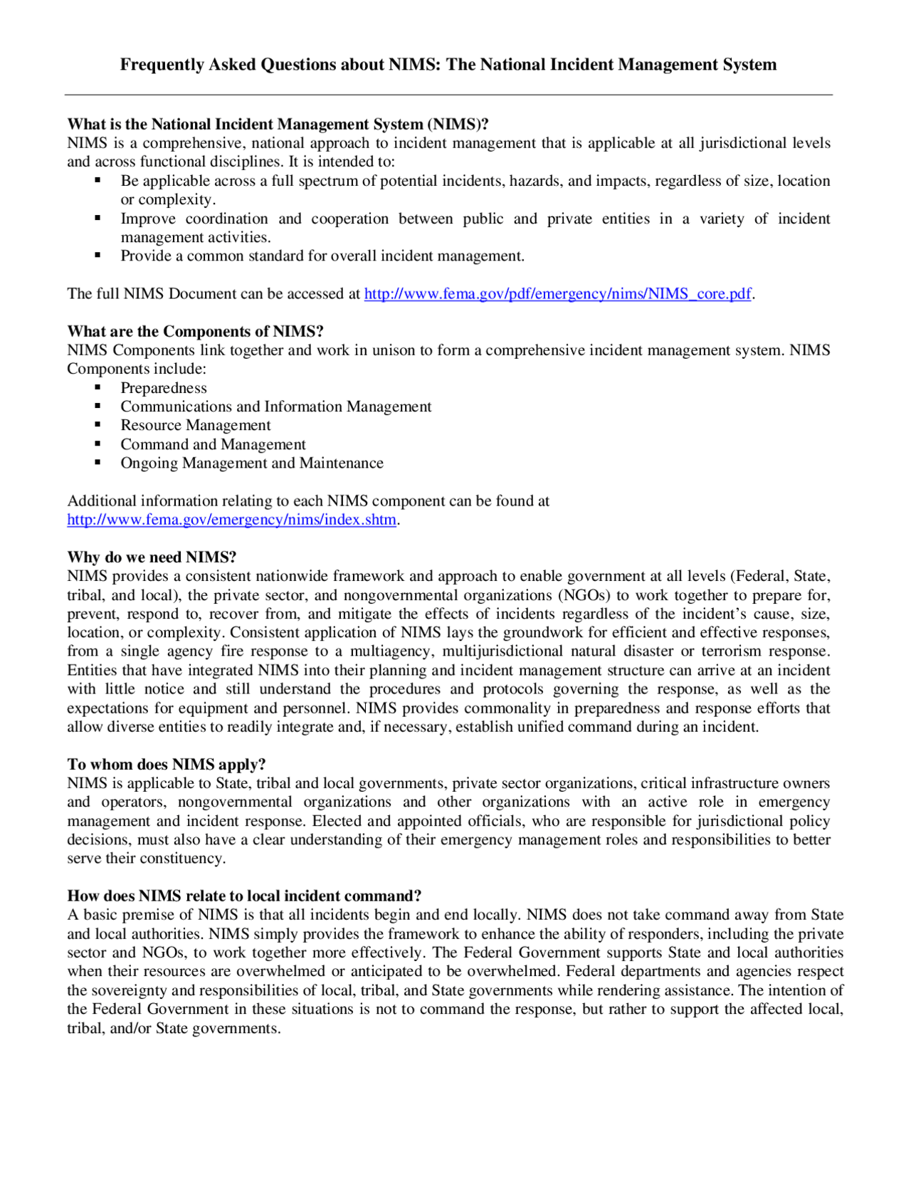 NIMS: The National Incident Management System for Effective Emergency ...