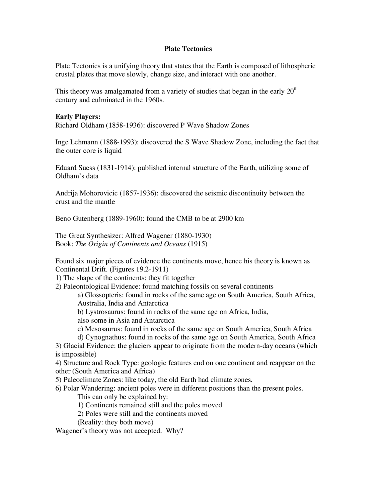 Plate Tectonics Lecture Notes Earth Sciences Docsity