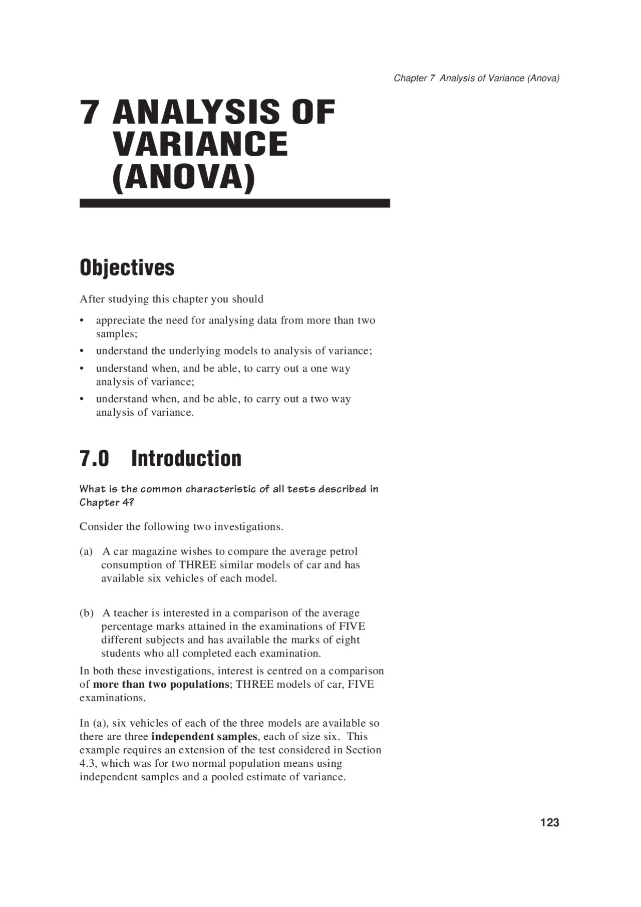 7 Analysis Of Variance Anova Lecture Notes Compilers Docsity