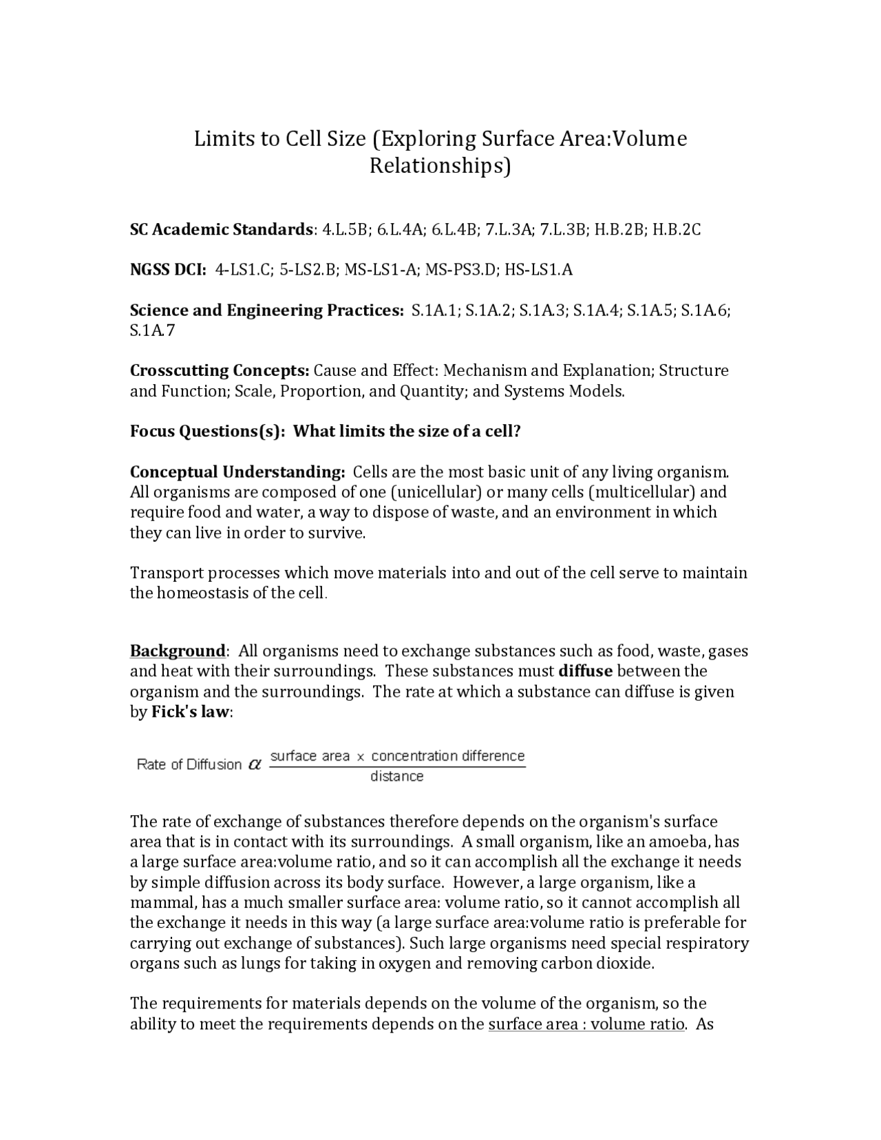 Limits to Cell Size with agar | Dispense Biologia | Docsity