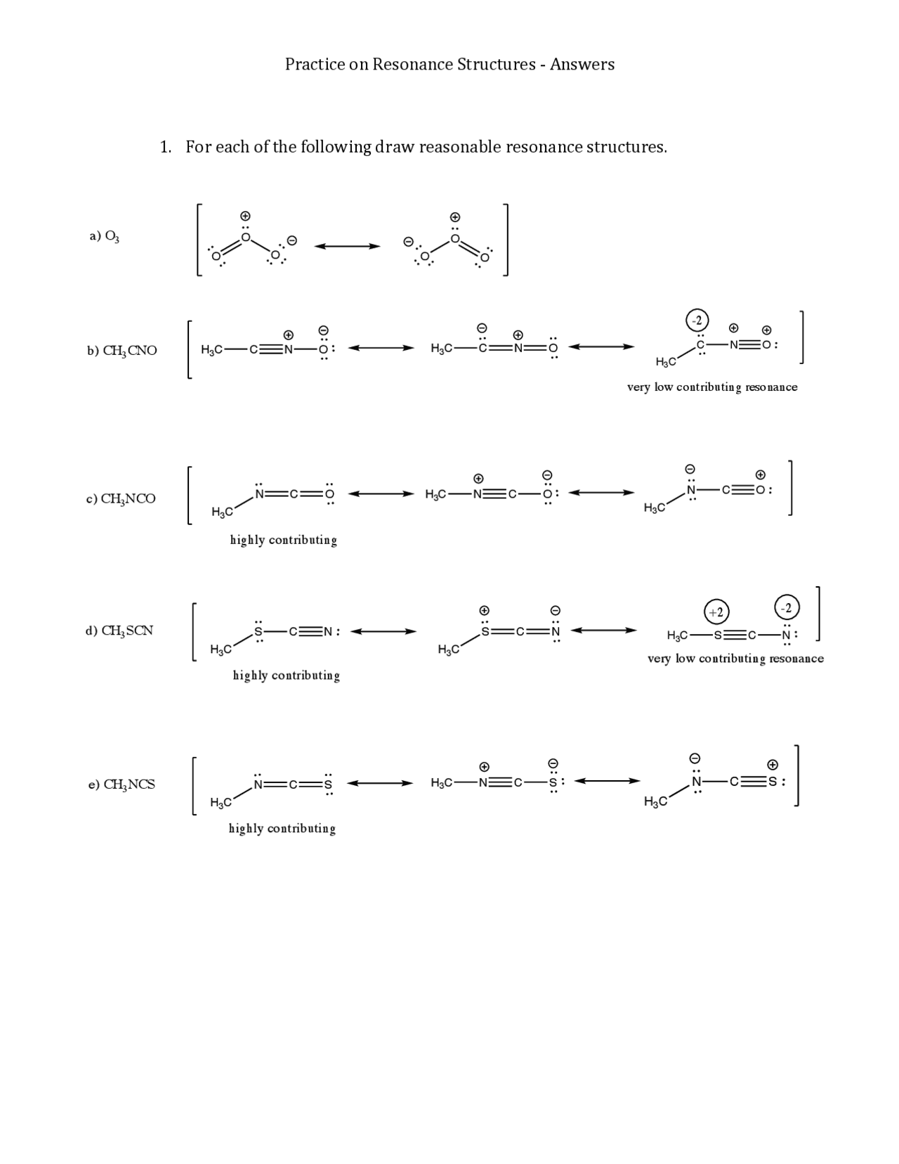 Practice on Resonance Structures | Slides Chemistry | Docsity