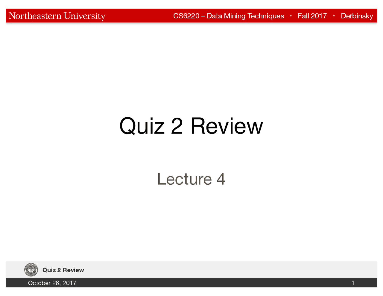 Quiz 2 Review Lecture Notes Data Mining Docsity
