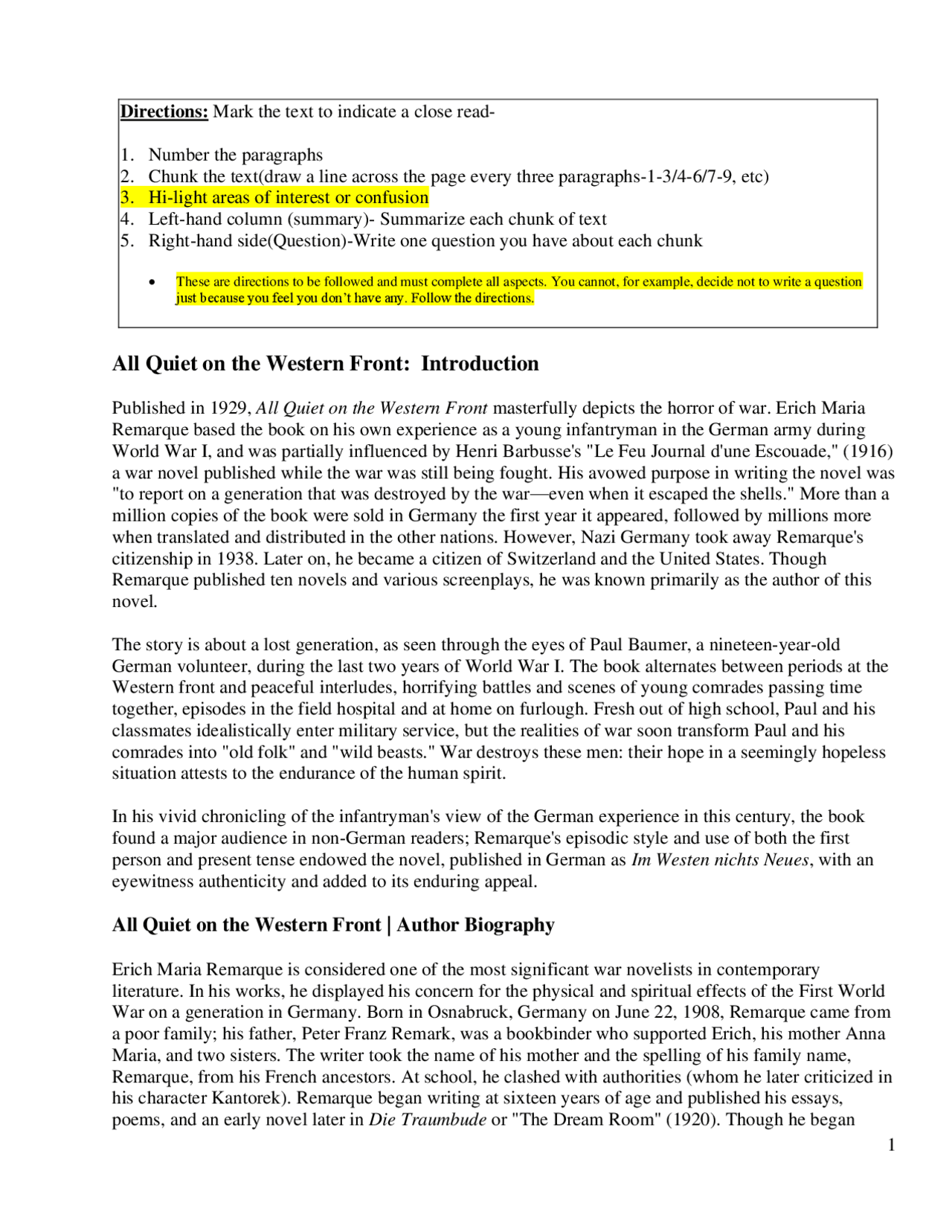 All Quiet on the Western Front: A Novel by Erich Maria Remarque ...